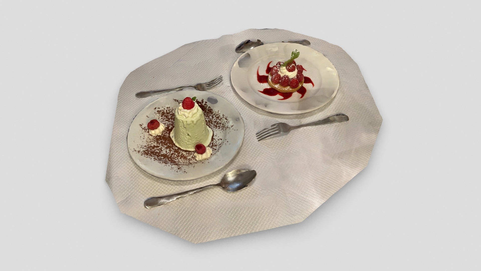 Chartreuse ice cream & mini strawberry tart - Download Free 3D model by ...