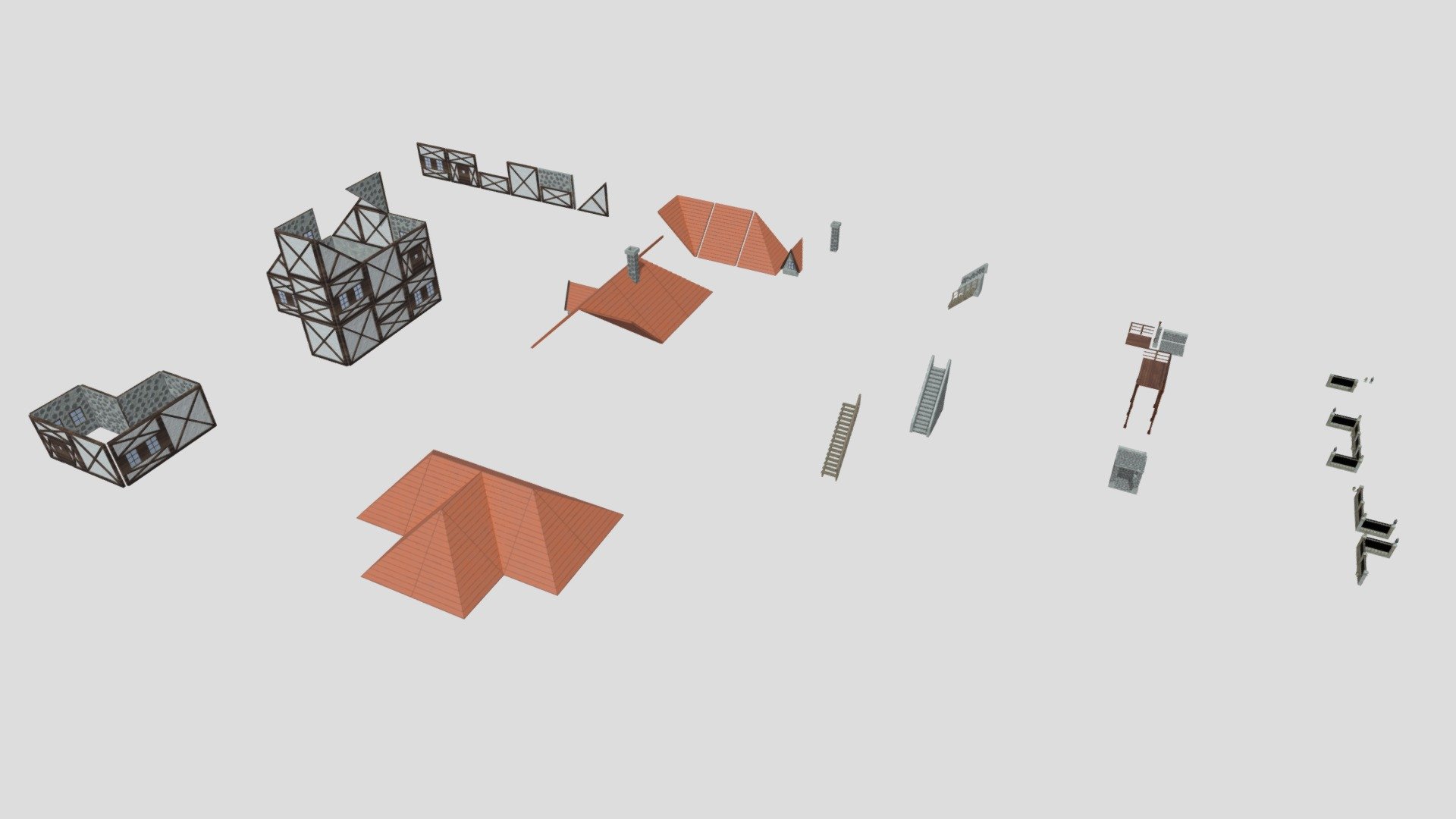 Modular Medieval House Exterior Props - 3D model by Jacob Hardman ...