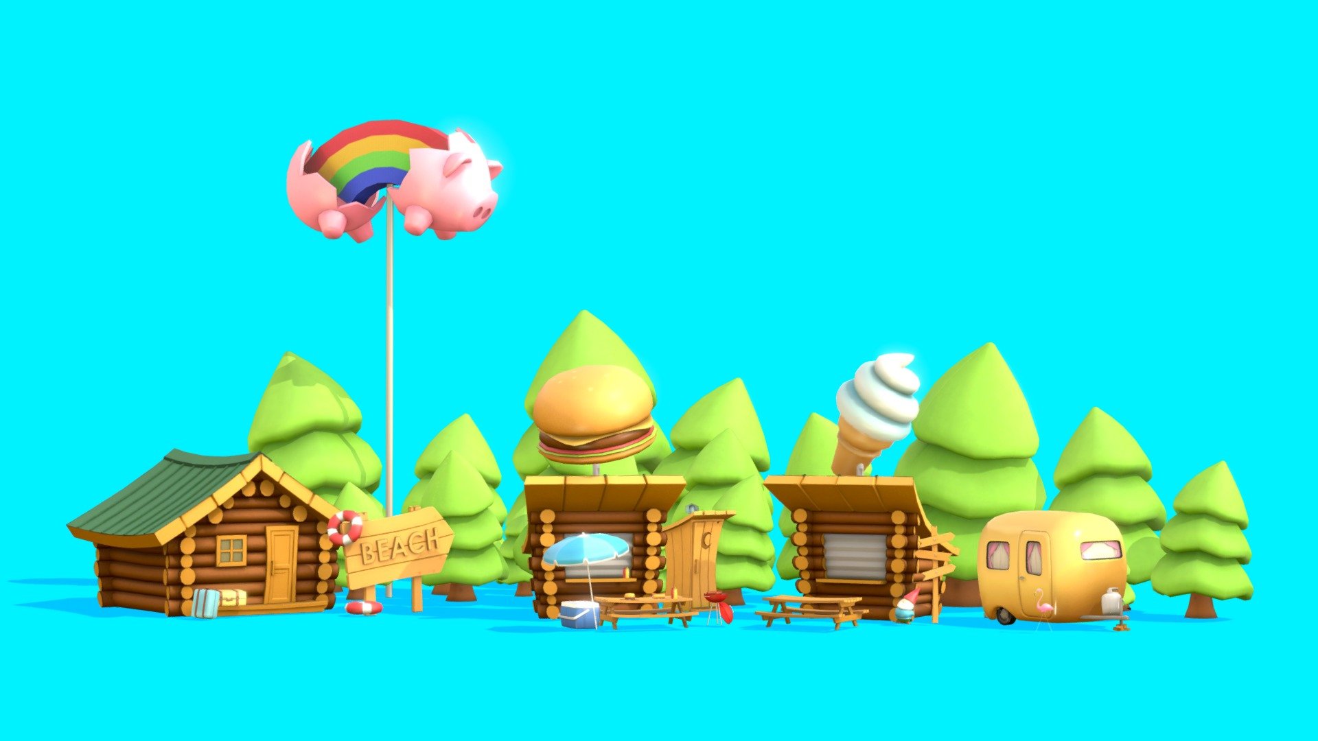 Camping Pack - Buy Royalty Free 3D model by L3X [d6b274f] - Sketchfab Store