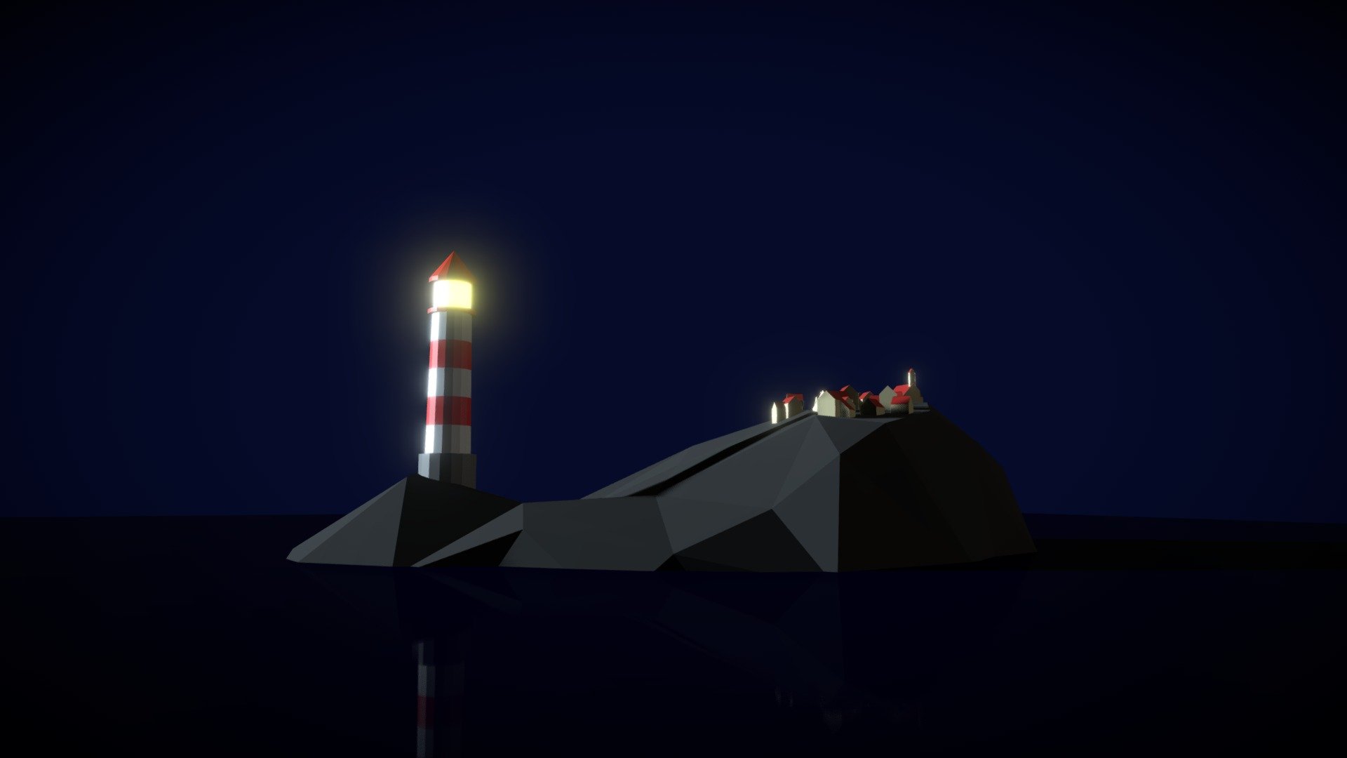 Low poly lighthouse with village - Download Free 3D model by albert ...