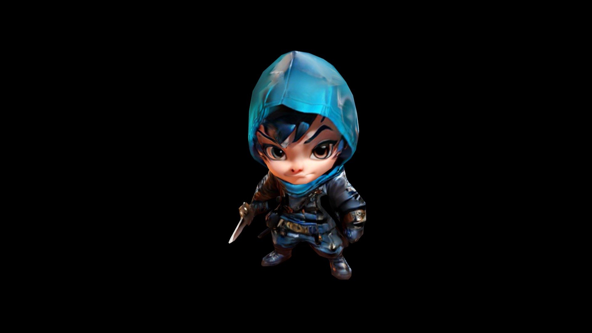 A digital character in a blue hooded jacket hold - Download Free 3D ...
