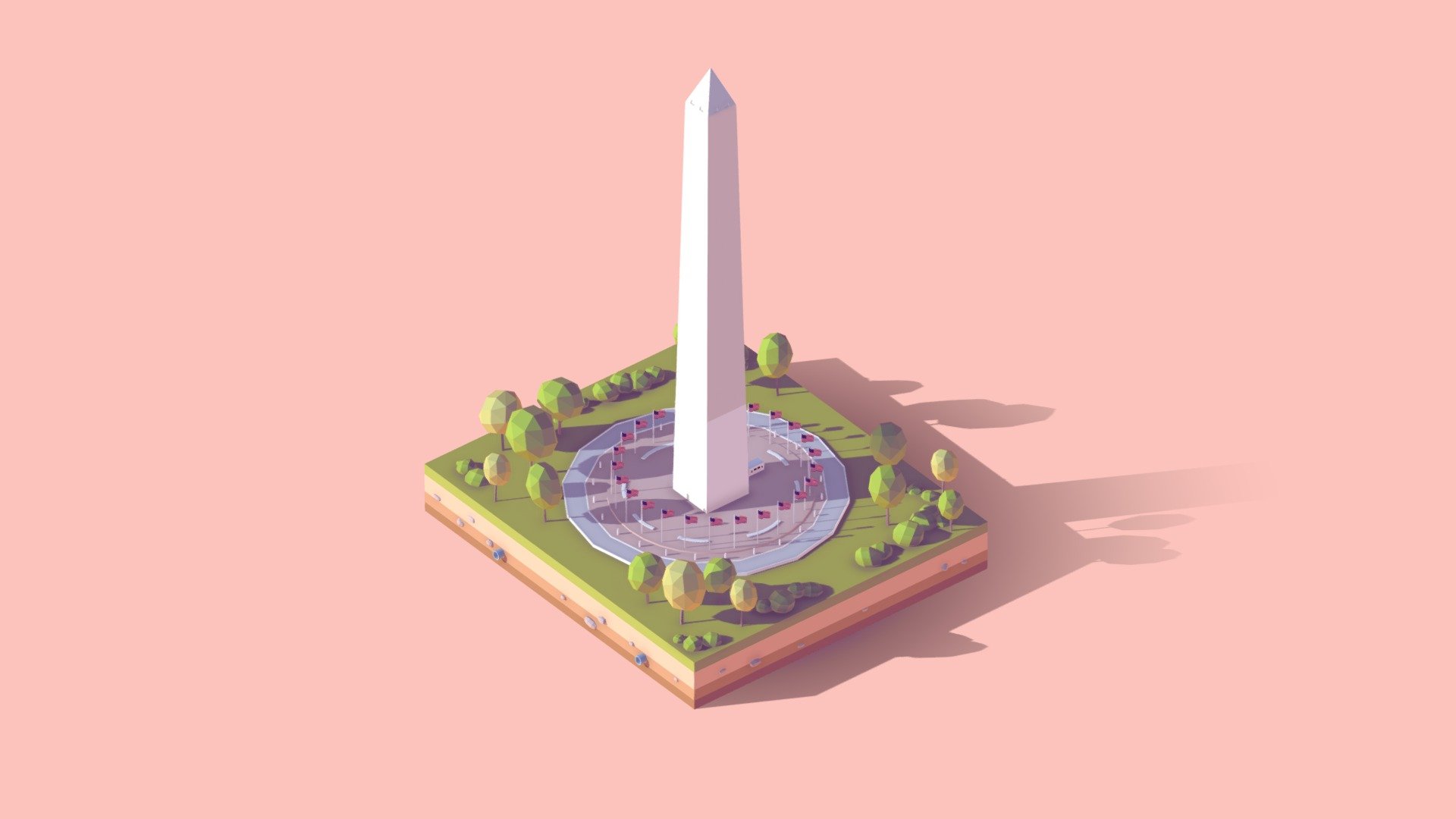 Cartoon Lowpoly USA Washington Monument - 3D model by antonmoek ...