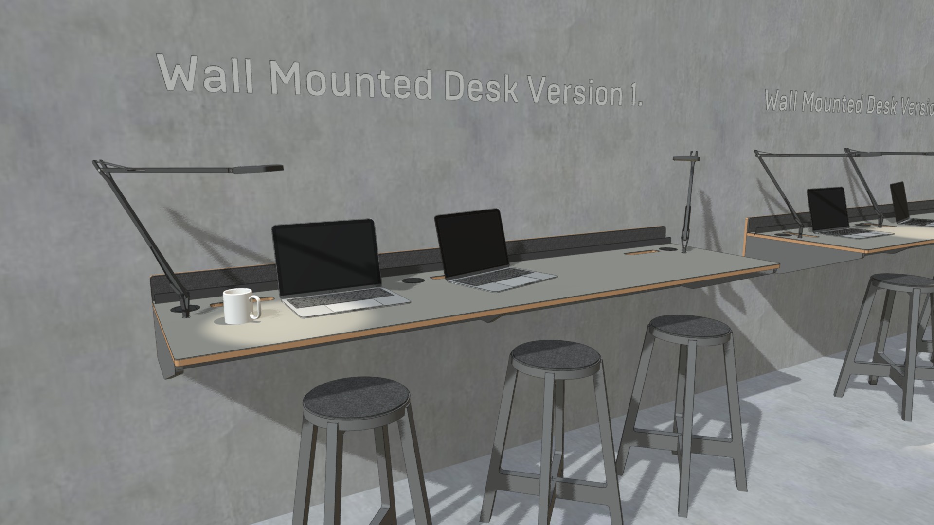 Wall Mounted Desk Final Design - 3D model by stykka.com [d6cdf40 ...