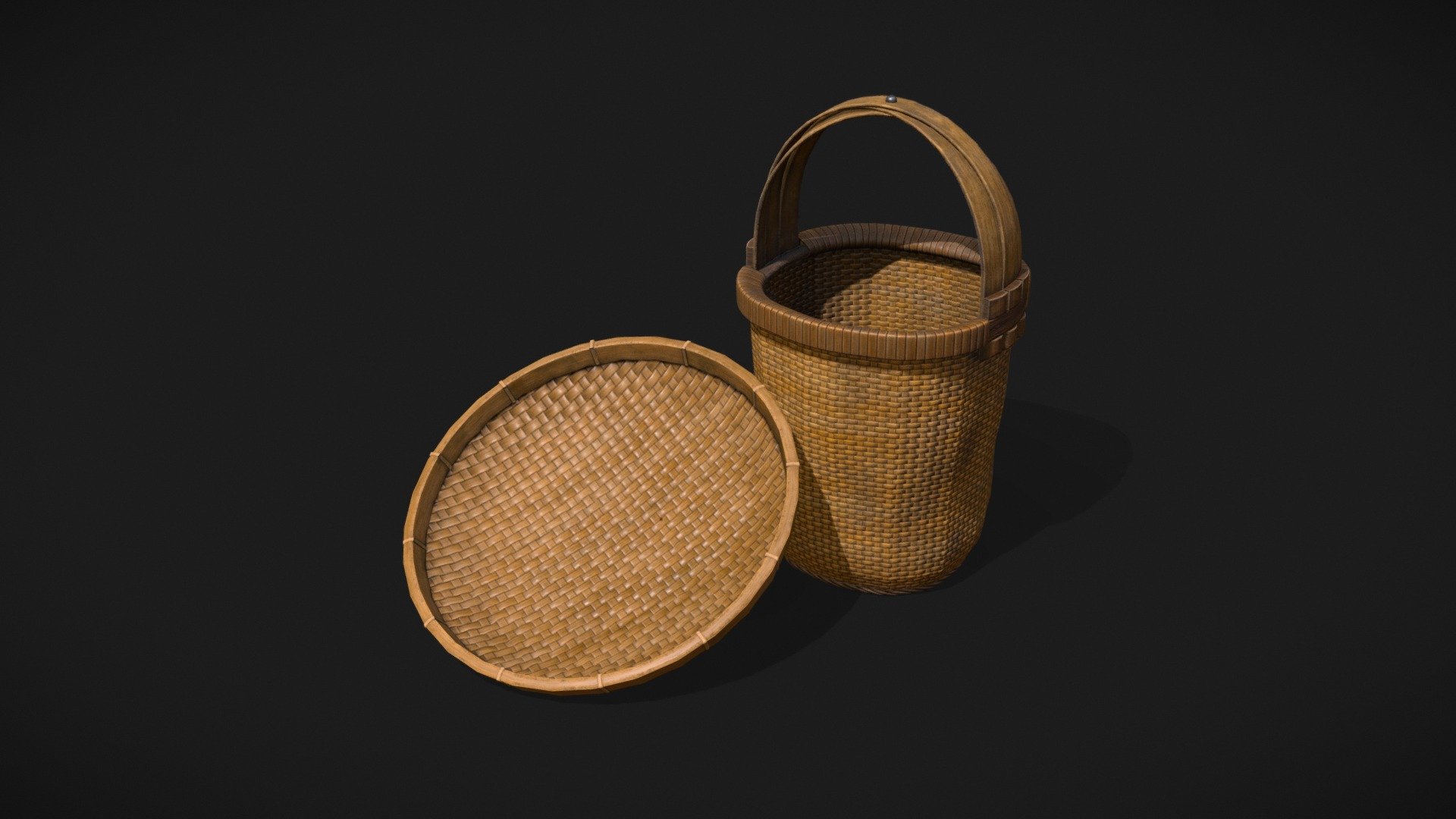 Wicker bamboo bowl and basket - Download Free 3D model by Garikmrs ...