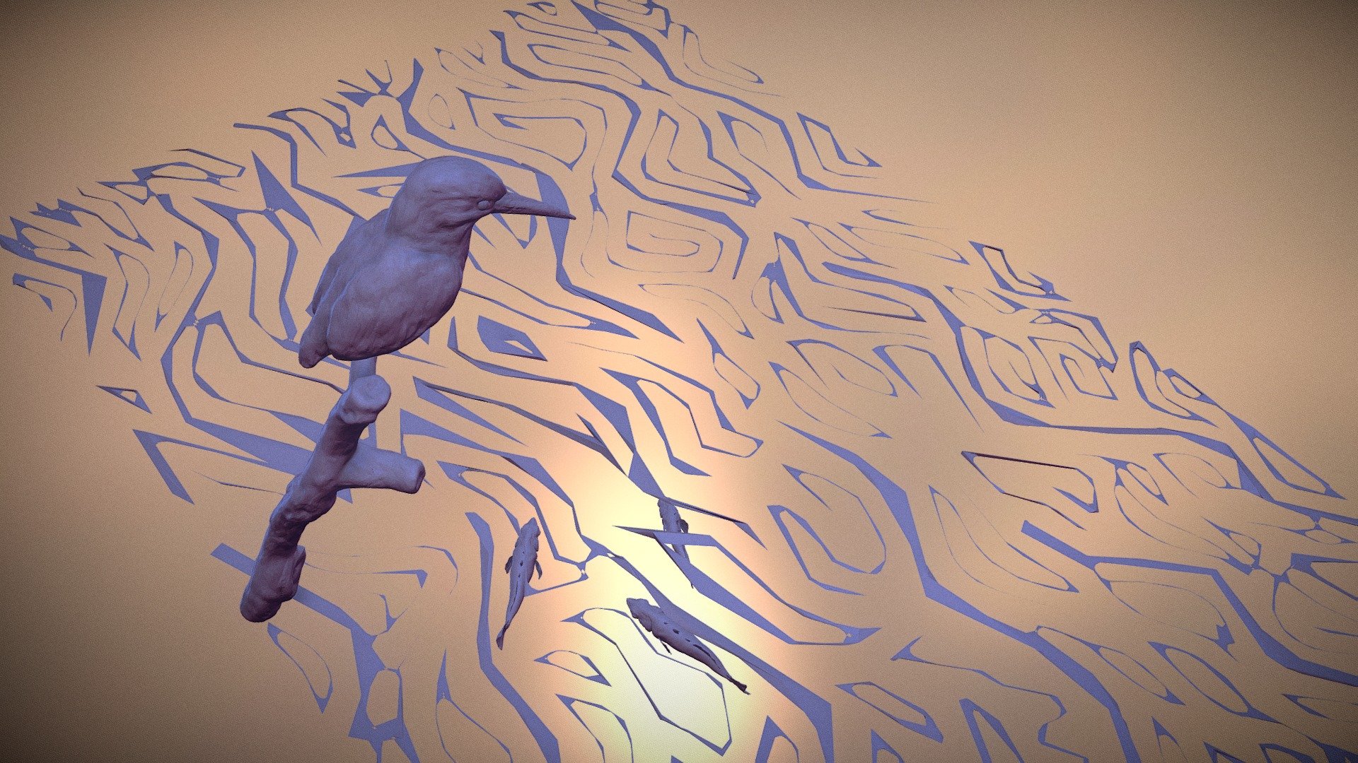 Kingfisher & Sticklebacks - Download Free 3D model by Argonaut ...