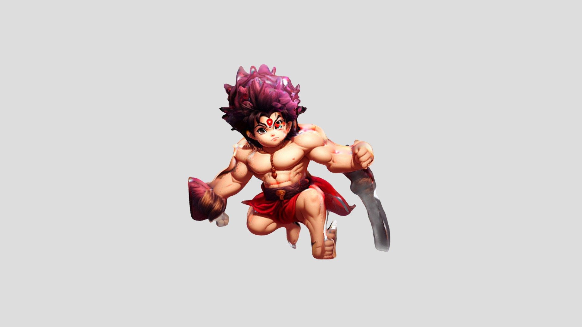 Chibi-style illustration of a muscular man hold - Download Free 3D ...