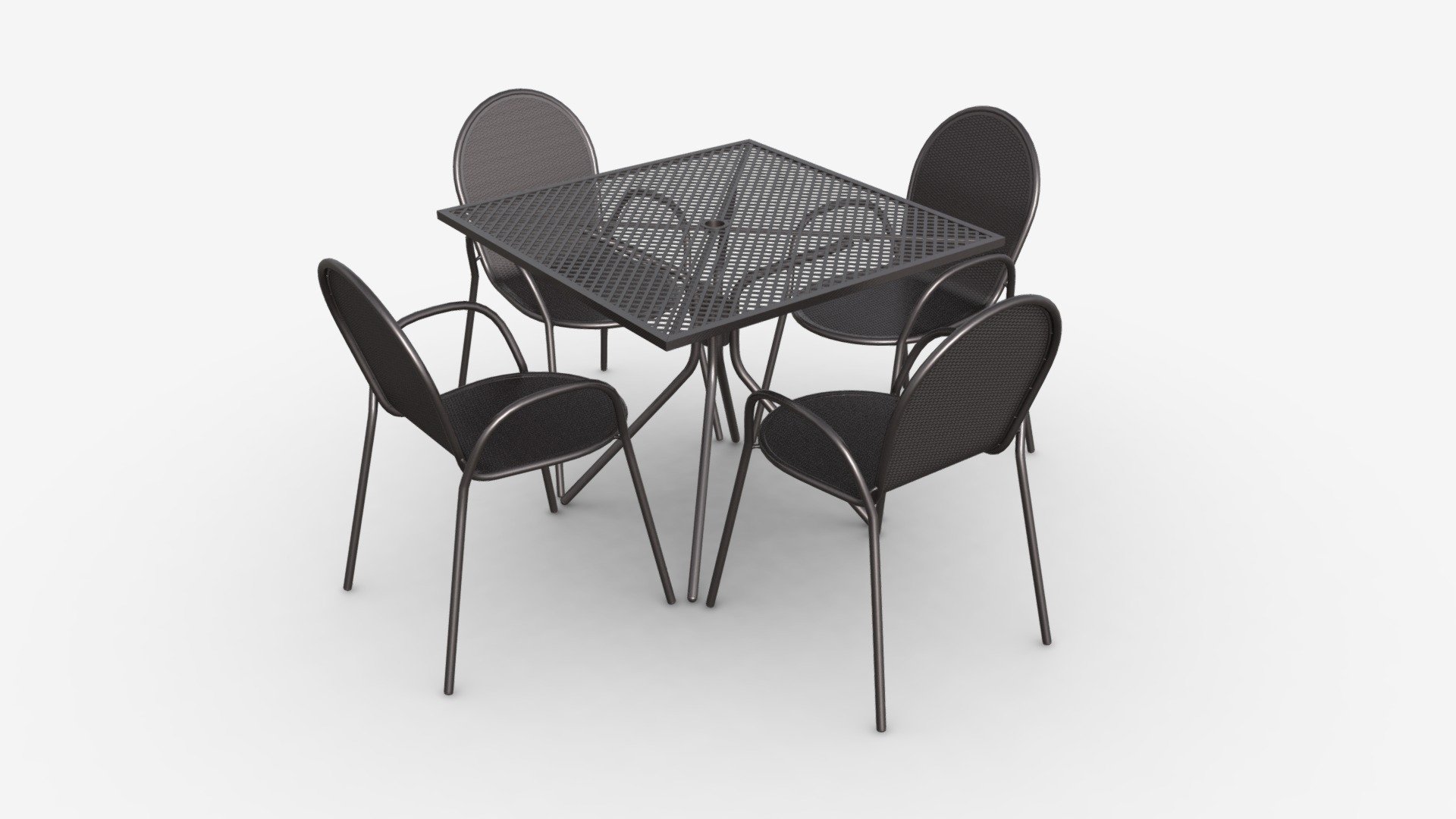 Square Dining Mesh Table with Armchairs - Buy Royalty Free 3D model by ...
