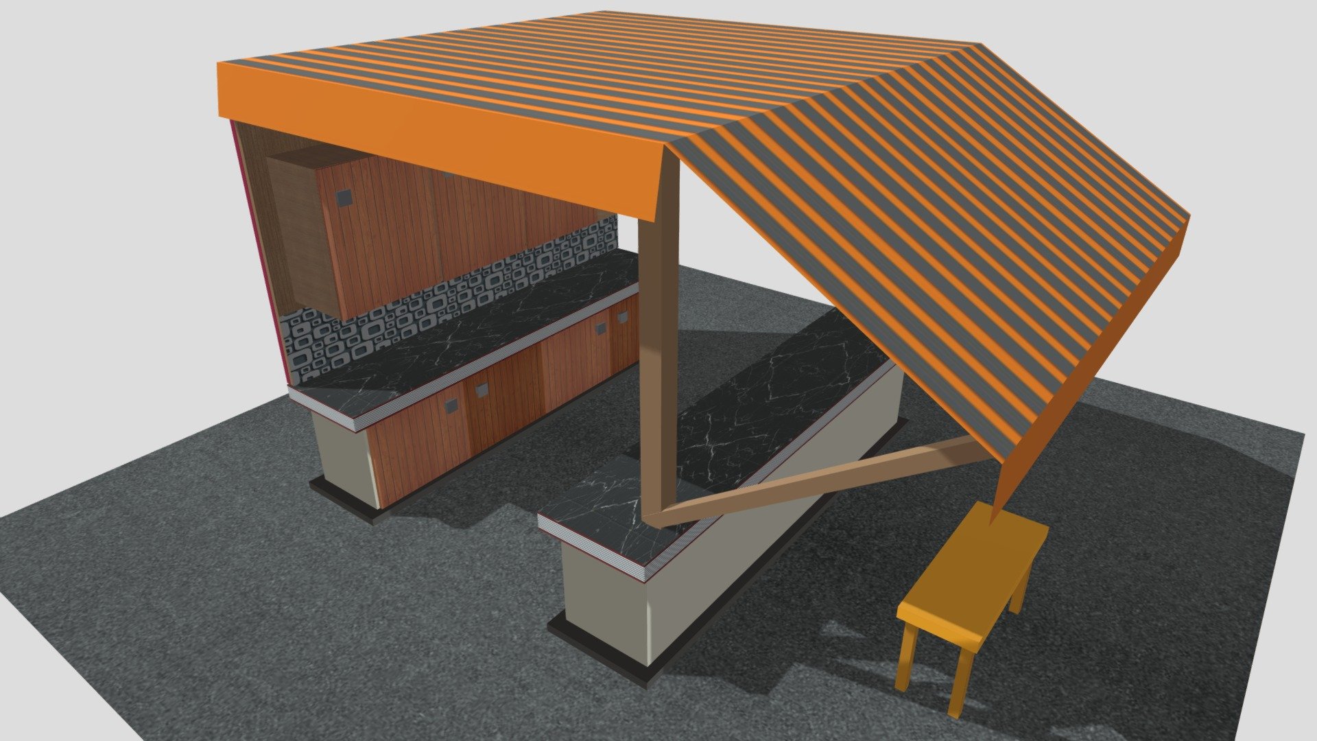 Modern Open-Concept Kitchen Stall - Download Free 3D model by Mohsin ...