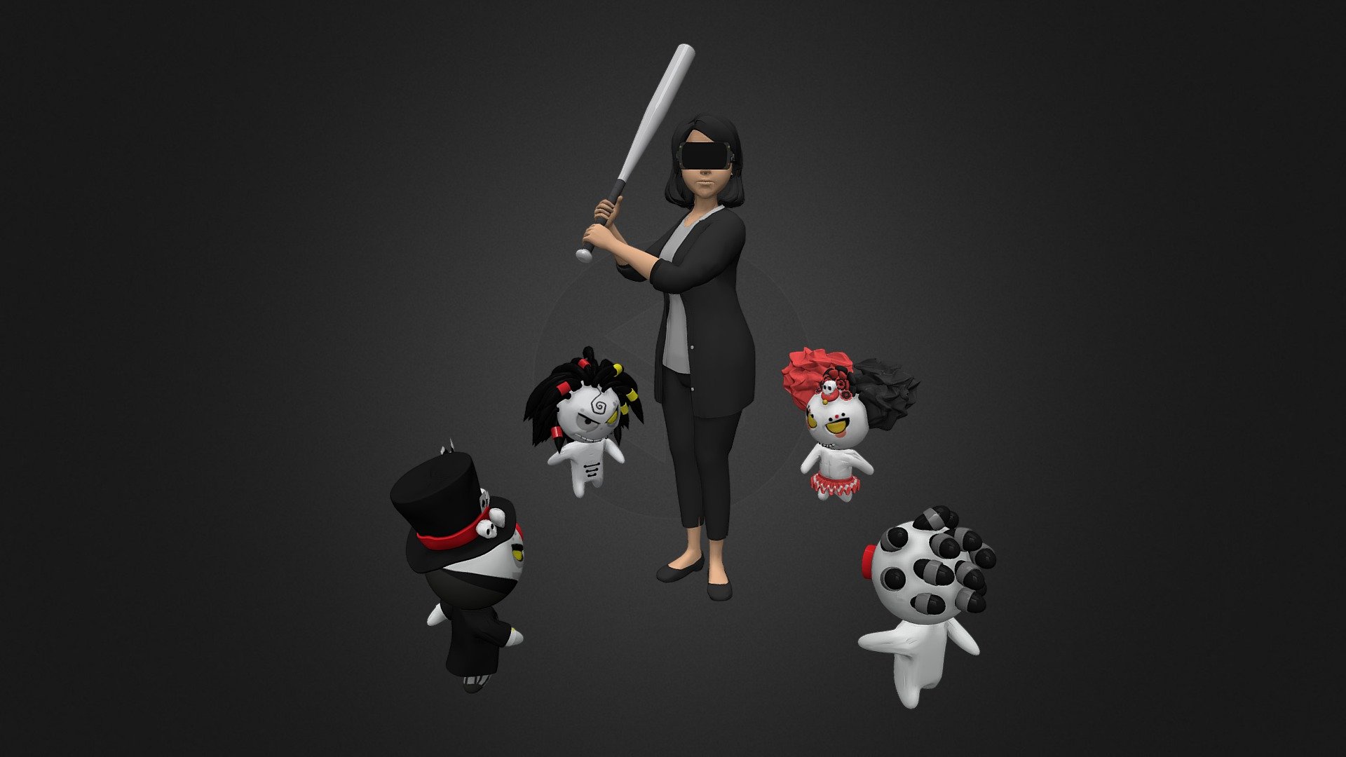 Woman Baseball Bat Voodoo dolls - Buy Royalty Free 3D model by Ikon XR ...