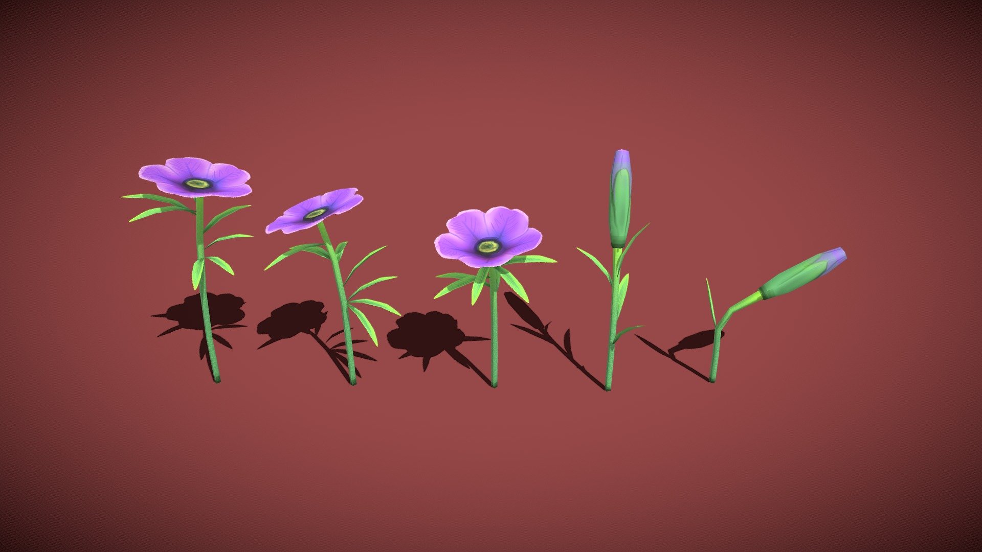 5 Purple Flowers - 3D model by MaxWestall1 [d73b81a] - Sketchfab