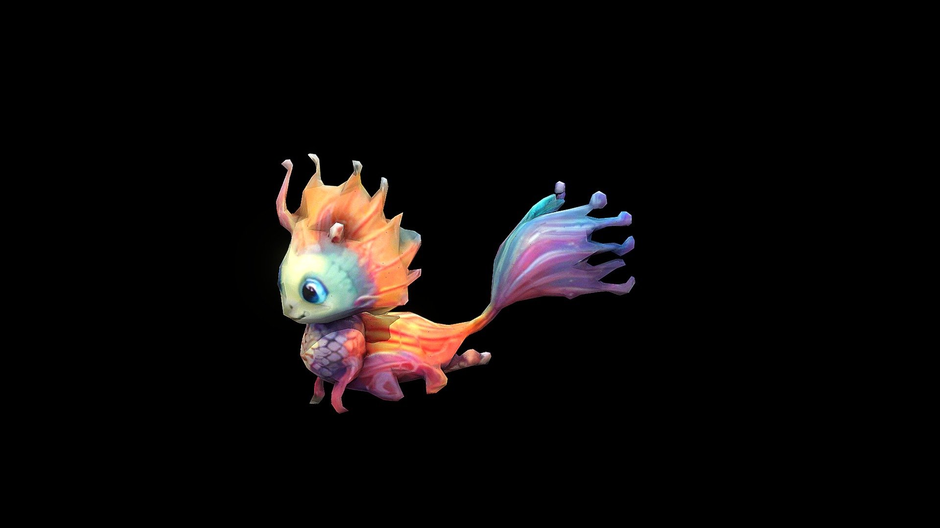 a cartoon fish is sitting on a rock in the oc - Download Free 3D model ...
