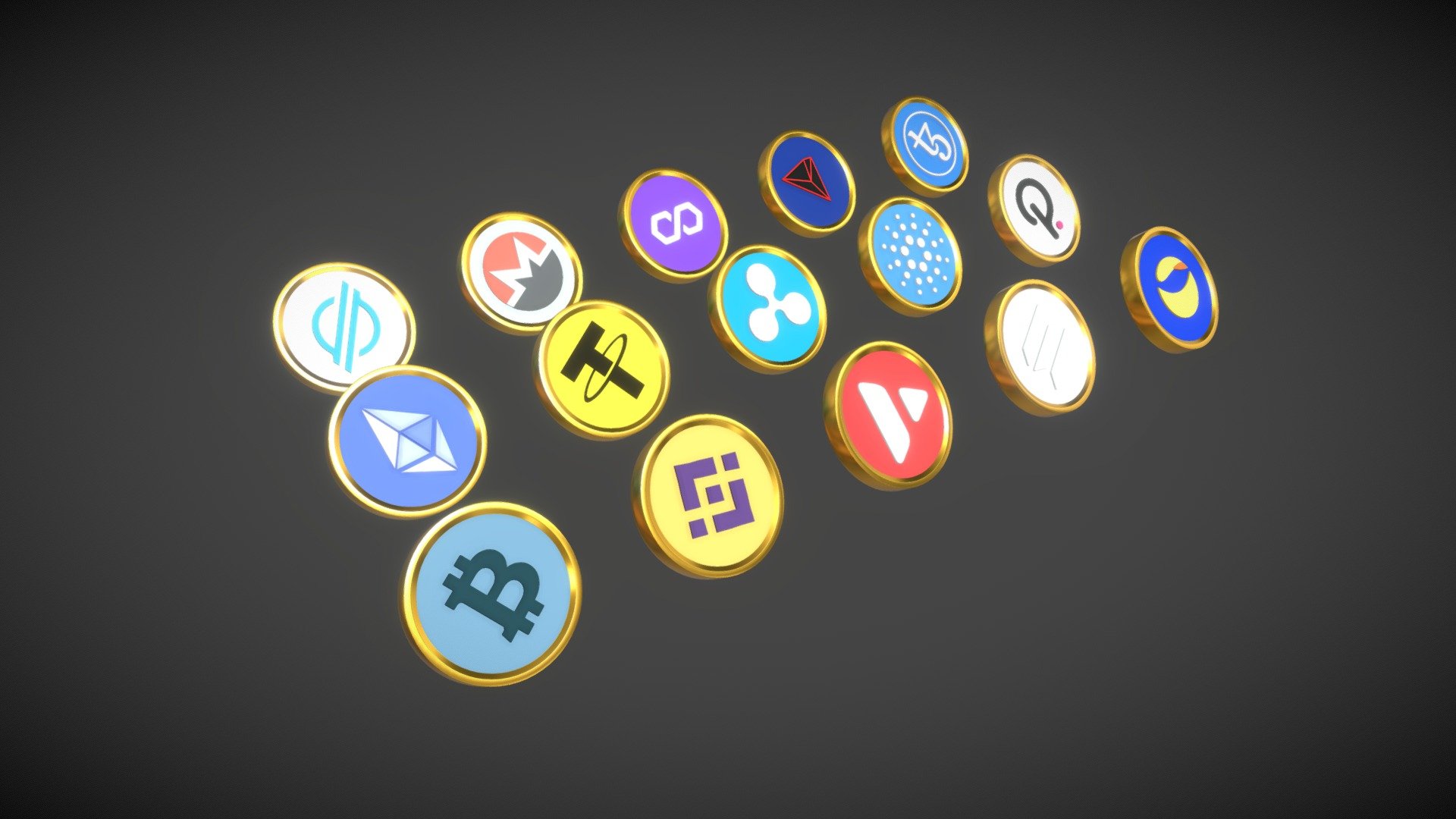 15 Crypto Coins vol.1 - Buy Royalty Free 3D model by TankStorm [d7628de ...