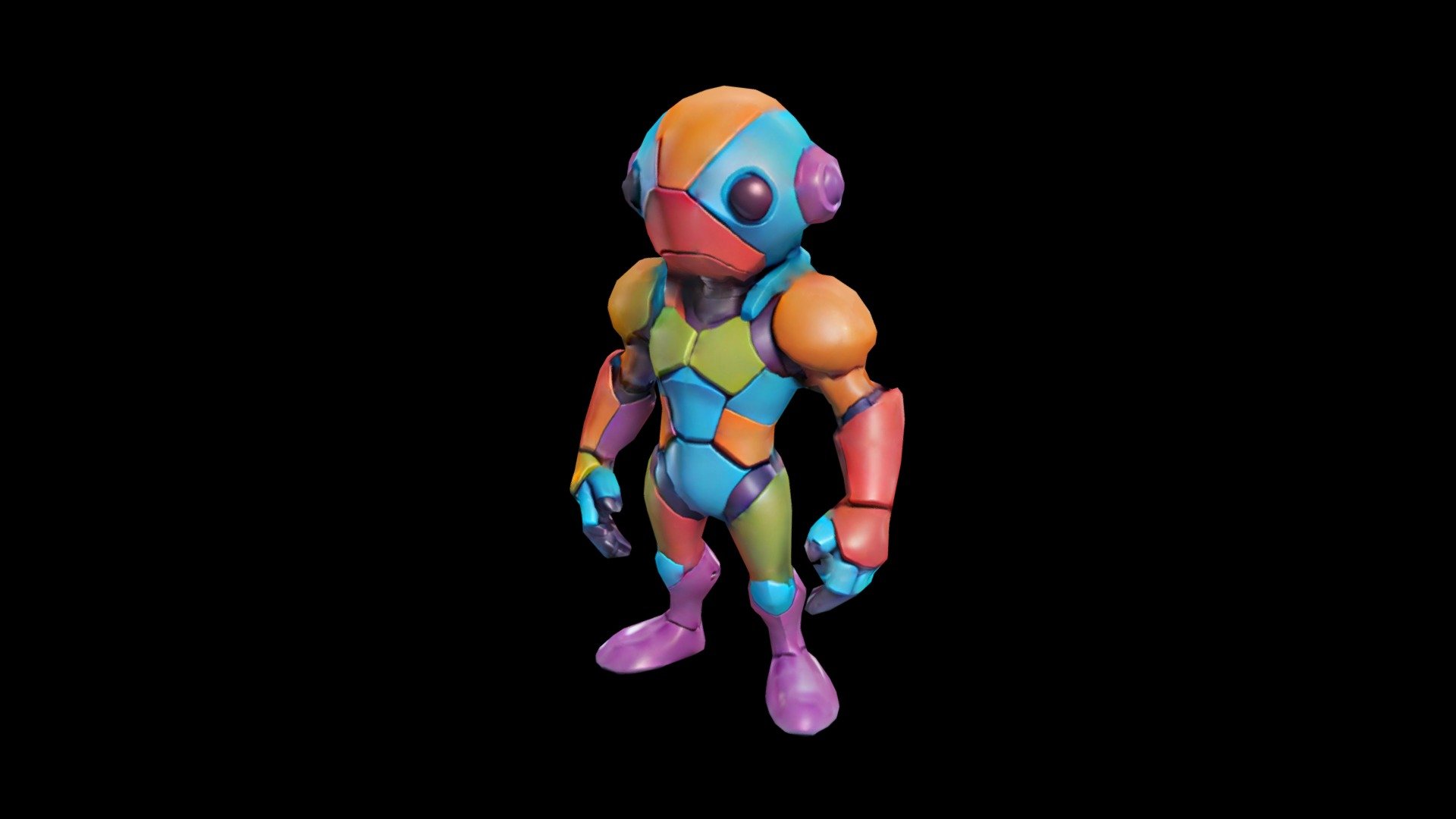 A robot figurine is painted in a rainbow of colo - Download Free 3D ...