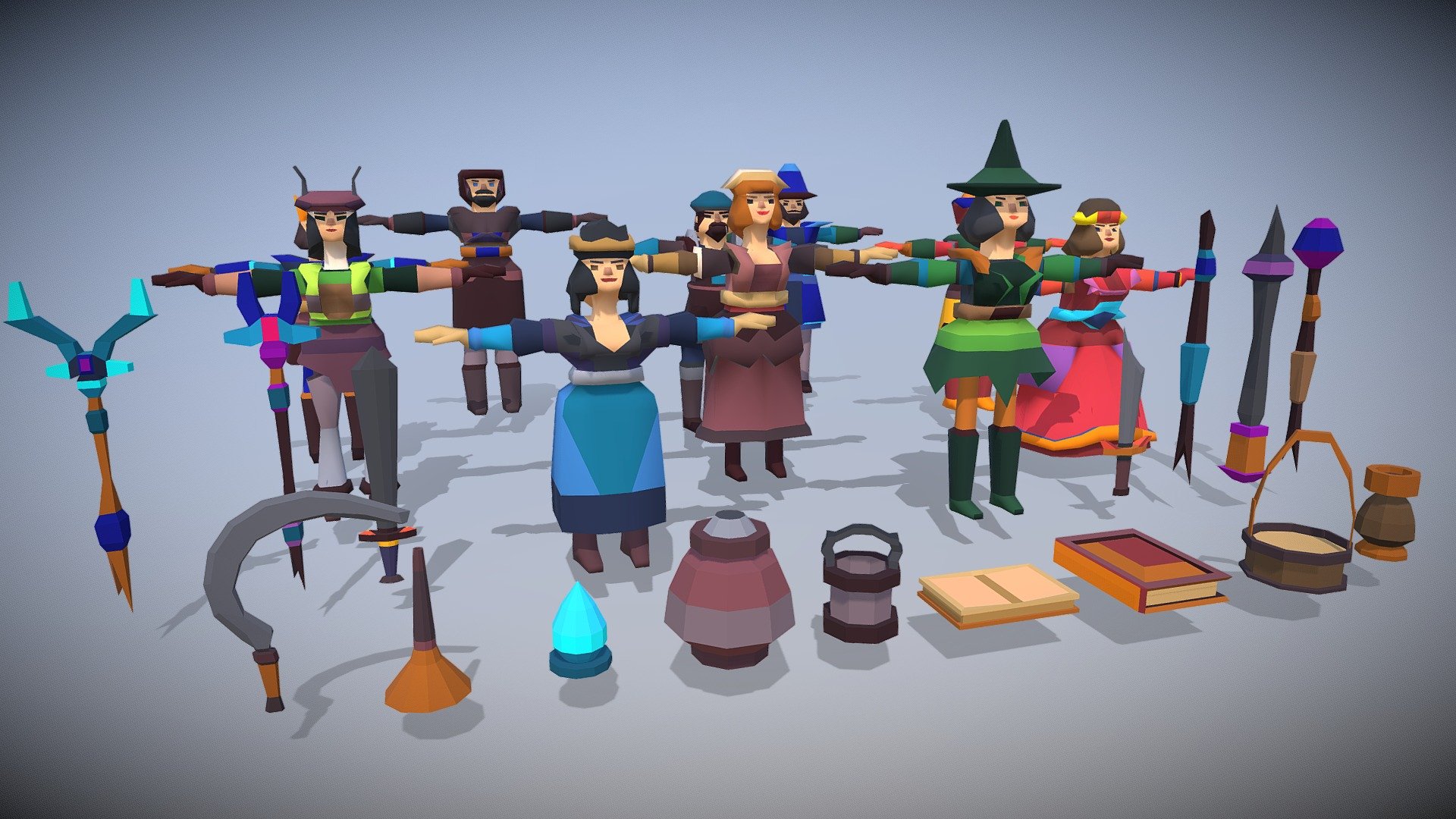 Low poly characters with props - 3D model by Agarkova_CG [d76947a ...