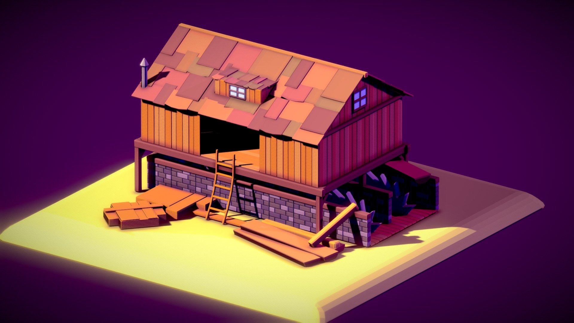Sawmill LowPoly - 3D model by DiegoVega [d773c1a] - Sketchfab