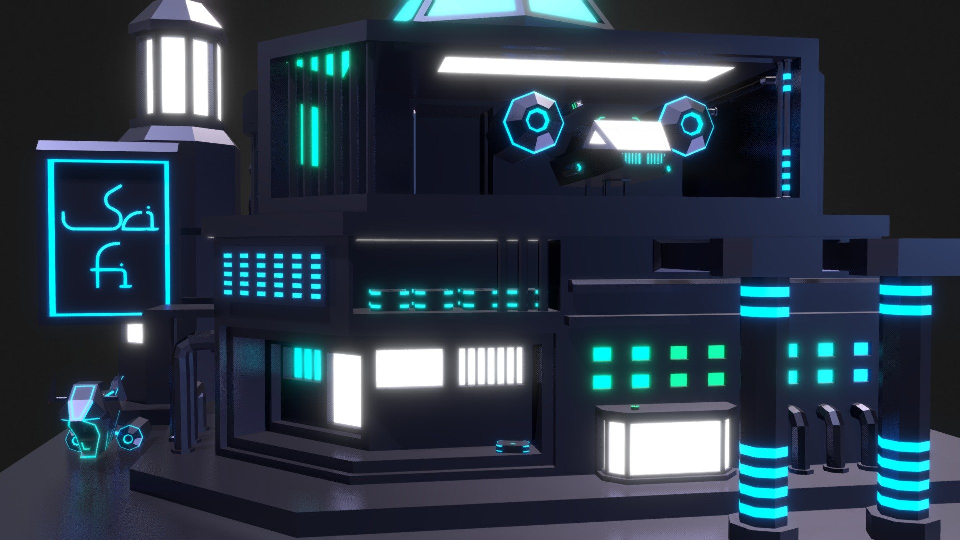 Low poly - Sci-fi Cyberpunk Futurisic [FREE] - Download Free 3D model ...