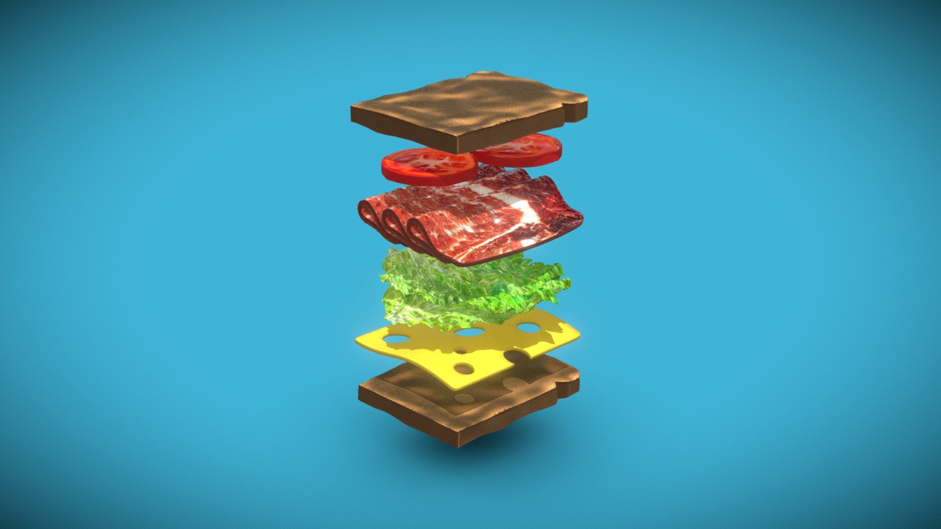 Sandwich - Download Free 3D model by Tamal De Quezo (@tamaldequezo ...