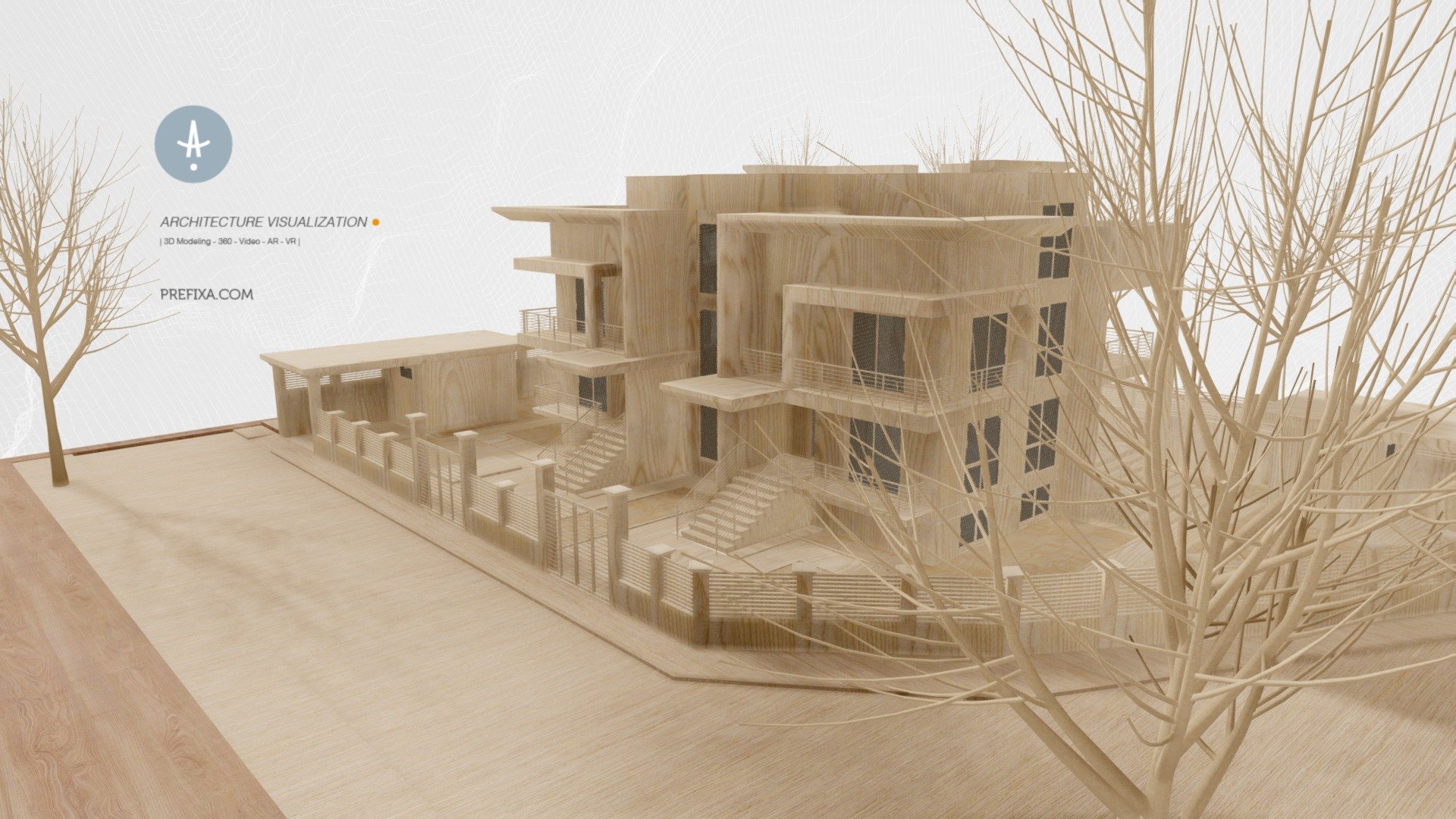 Explore « Twin House » Maquette in 3D - 3D model by Prefixa [d7c3cbd ...