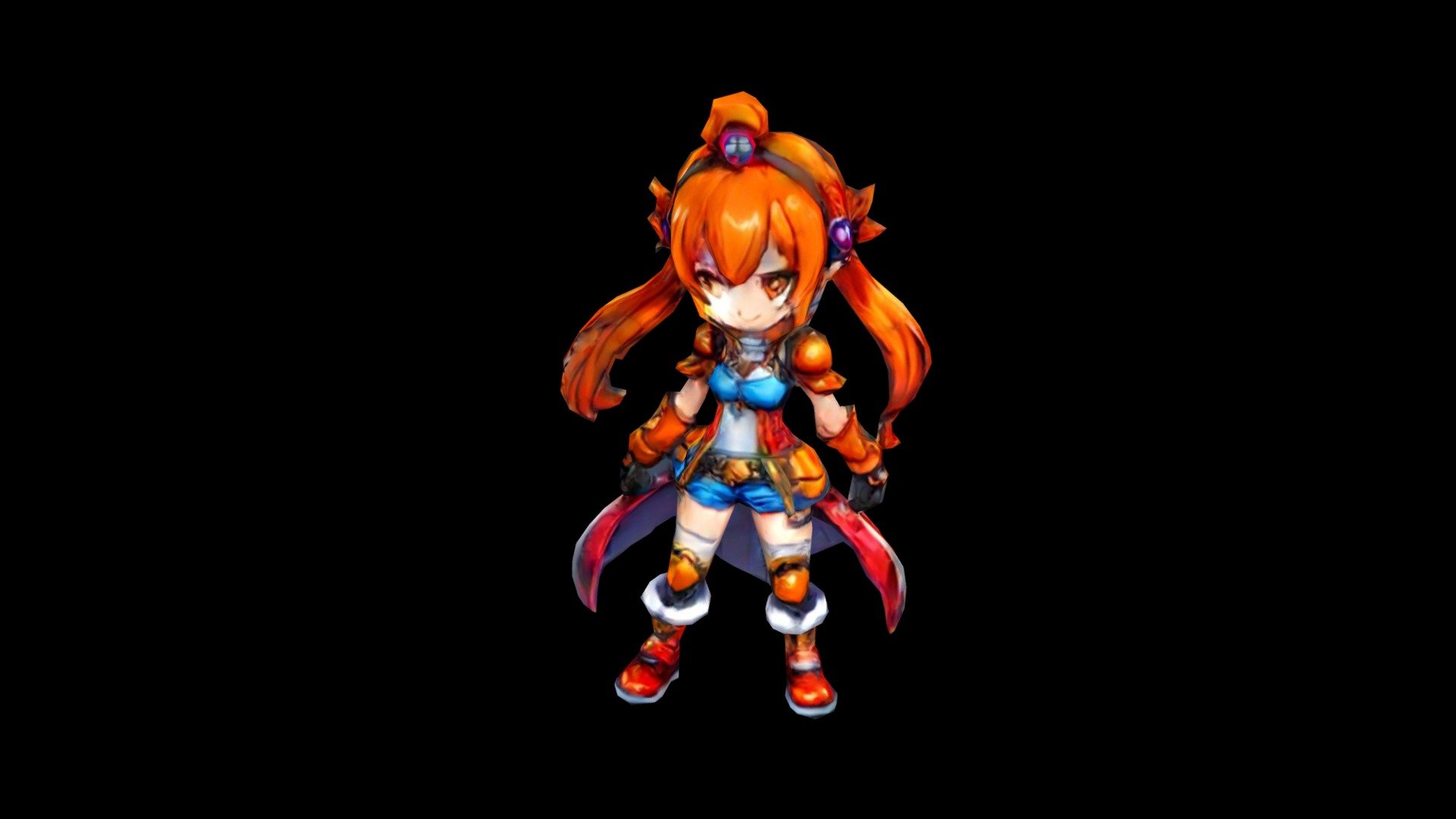 An anime-style character with orange hair, orang - Download Free 3D ...
