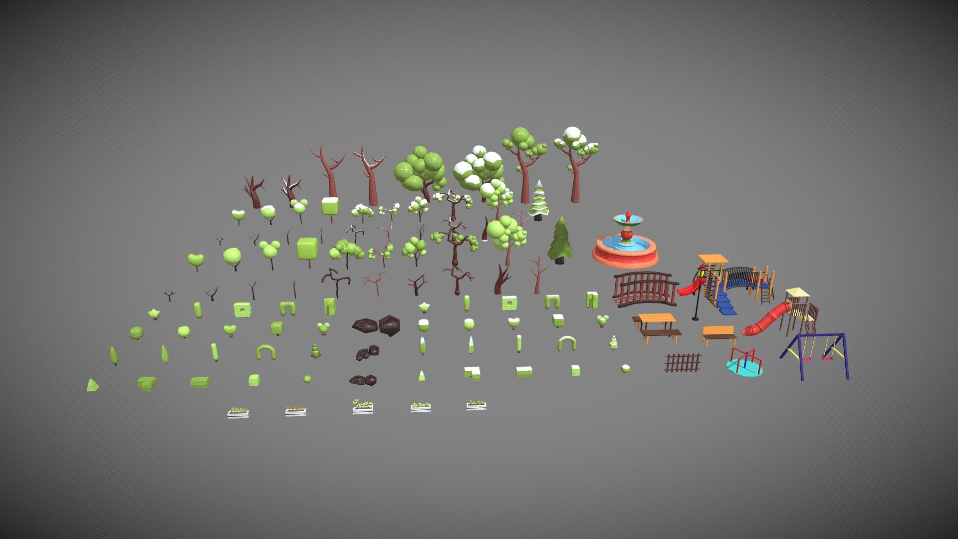 Lowpoly Trees and Children Garden Assets - Buy Royalty Free 3D model by ...