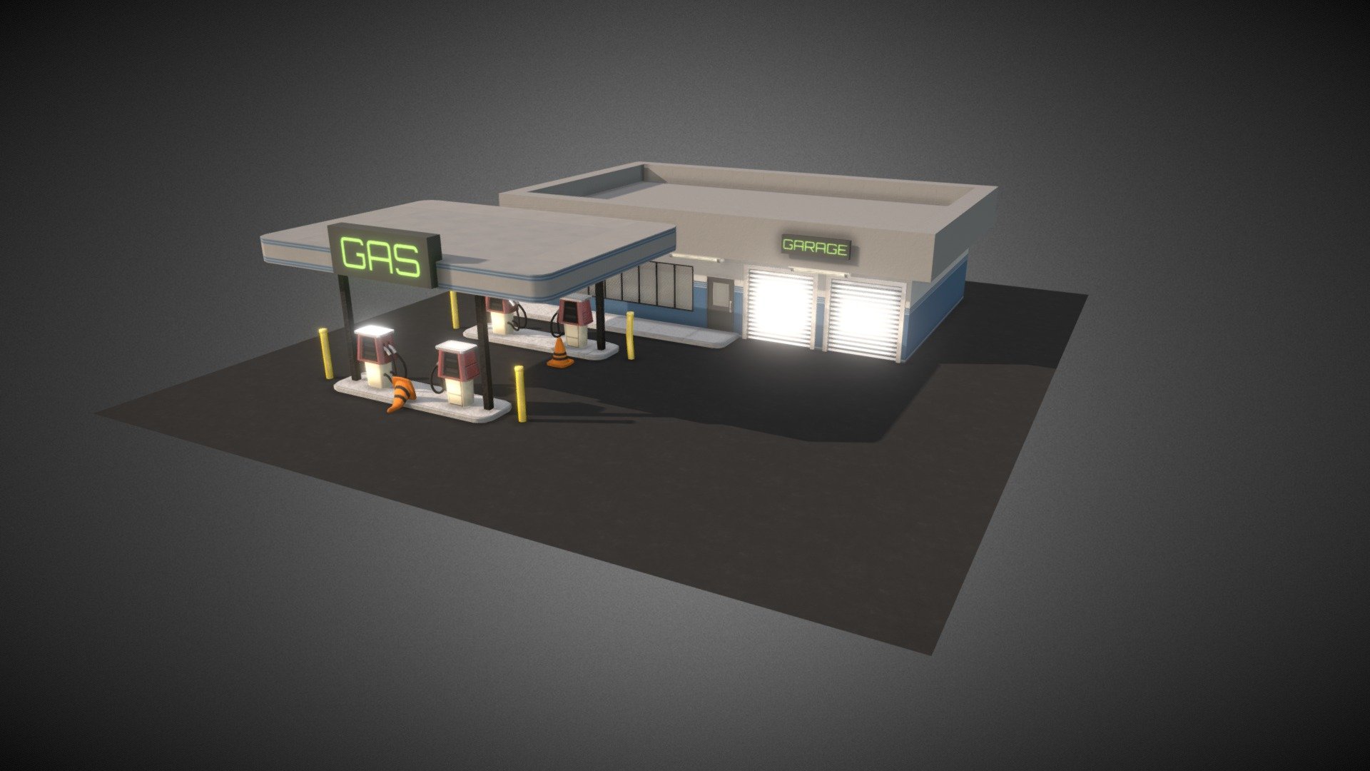 Modular Gas Station - 3D model by lj74nz [d7d1e47] - Sketchfab