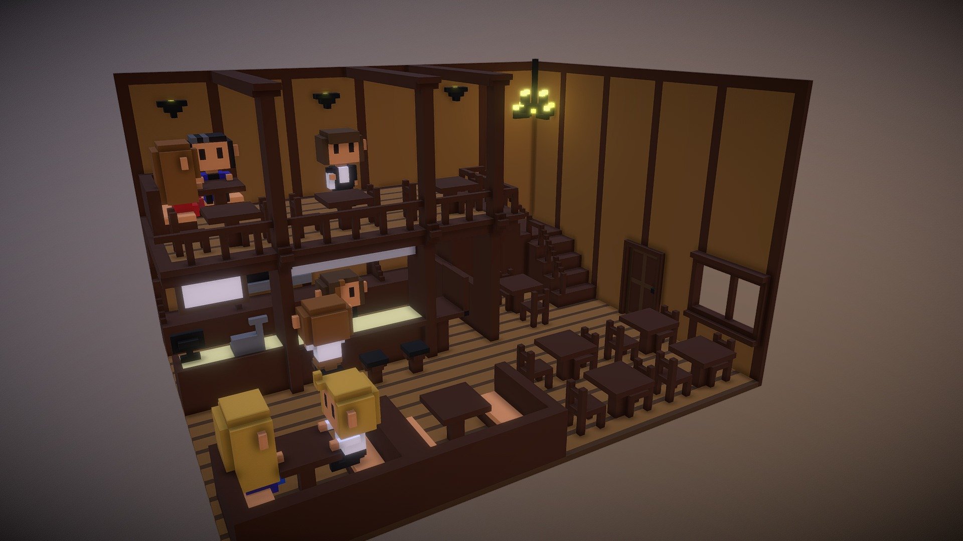 Voxel Cafe Bar - Buy Royalty Free 3D model by The Design Wonderer (@TDW37) [d7e37a8] - Sketchfab ...