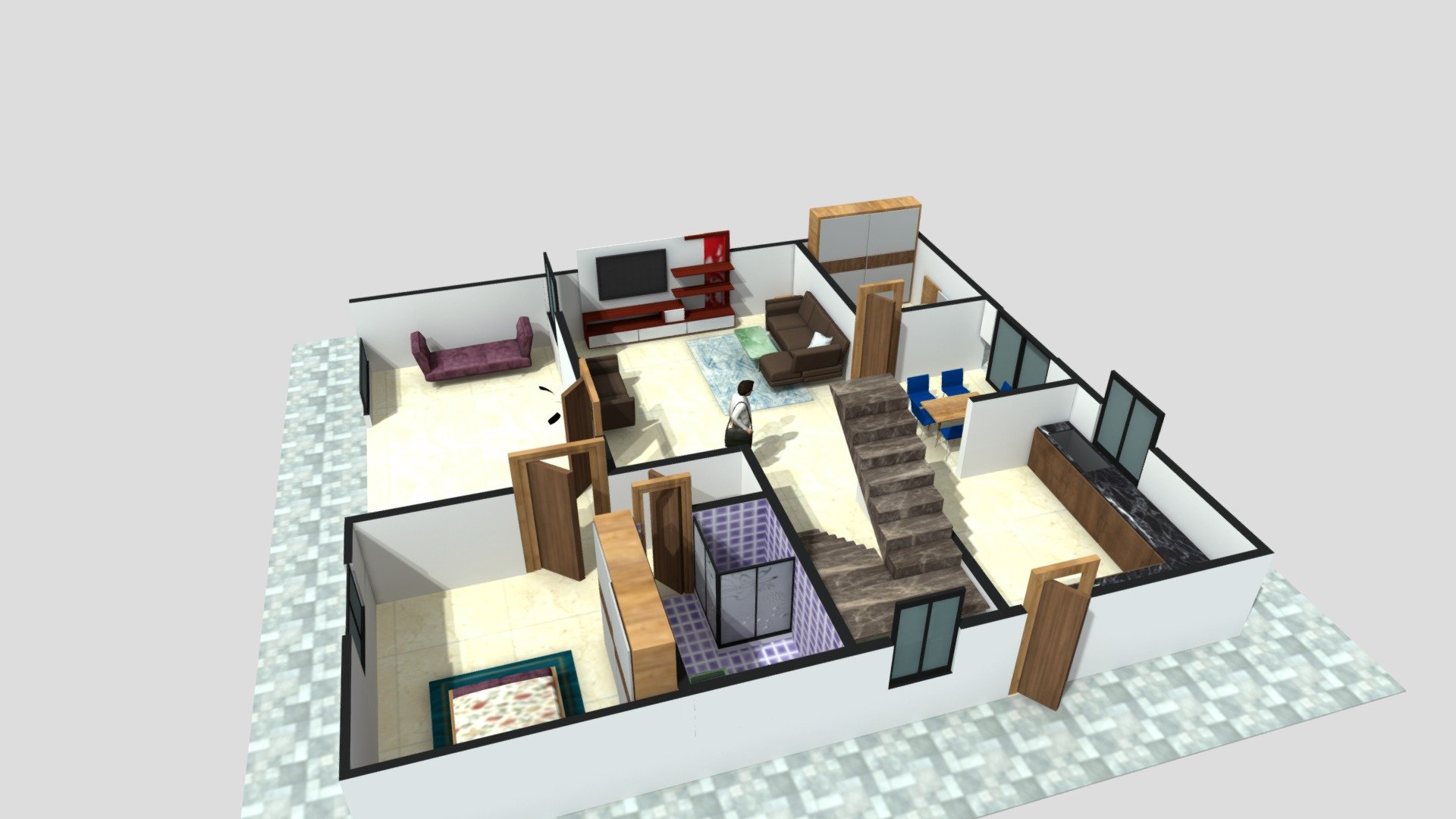 ground floor plan try - Download Free 3D model by YOUSUF (@ZAMEERMAC ...