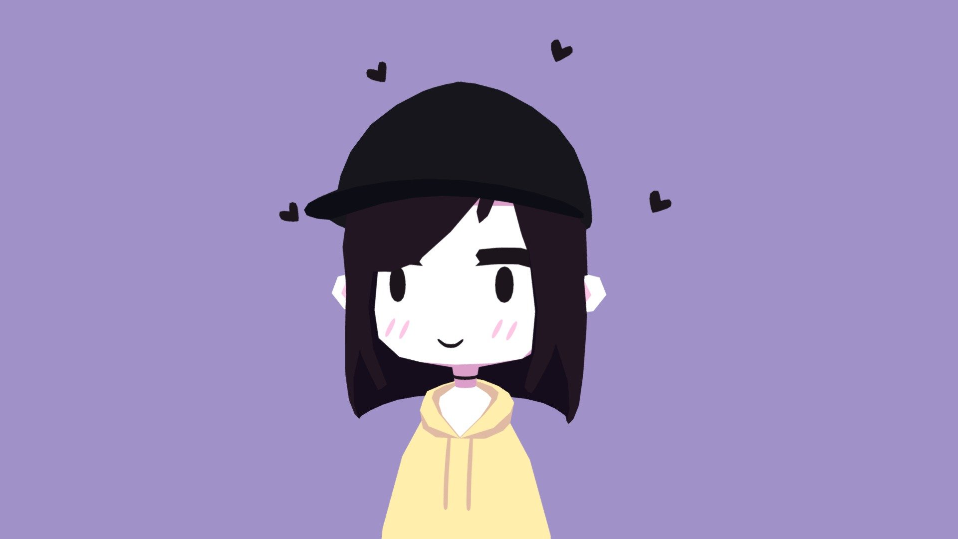 Cute flatshaded cartoon portrait - 3D model by Alex Sandén ...