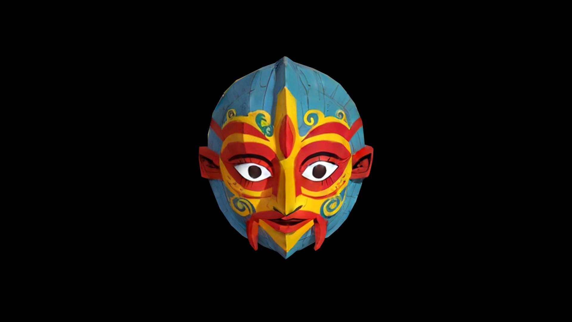 A paper mask with red, yellow, and blue colors a - Download Free 3D ...