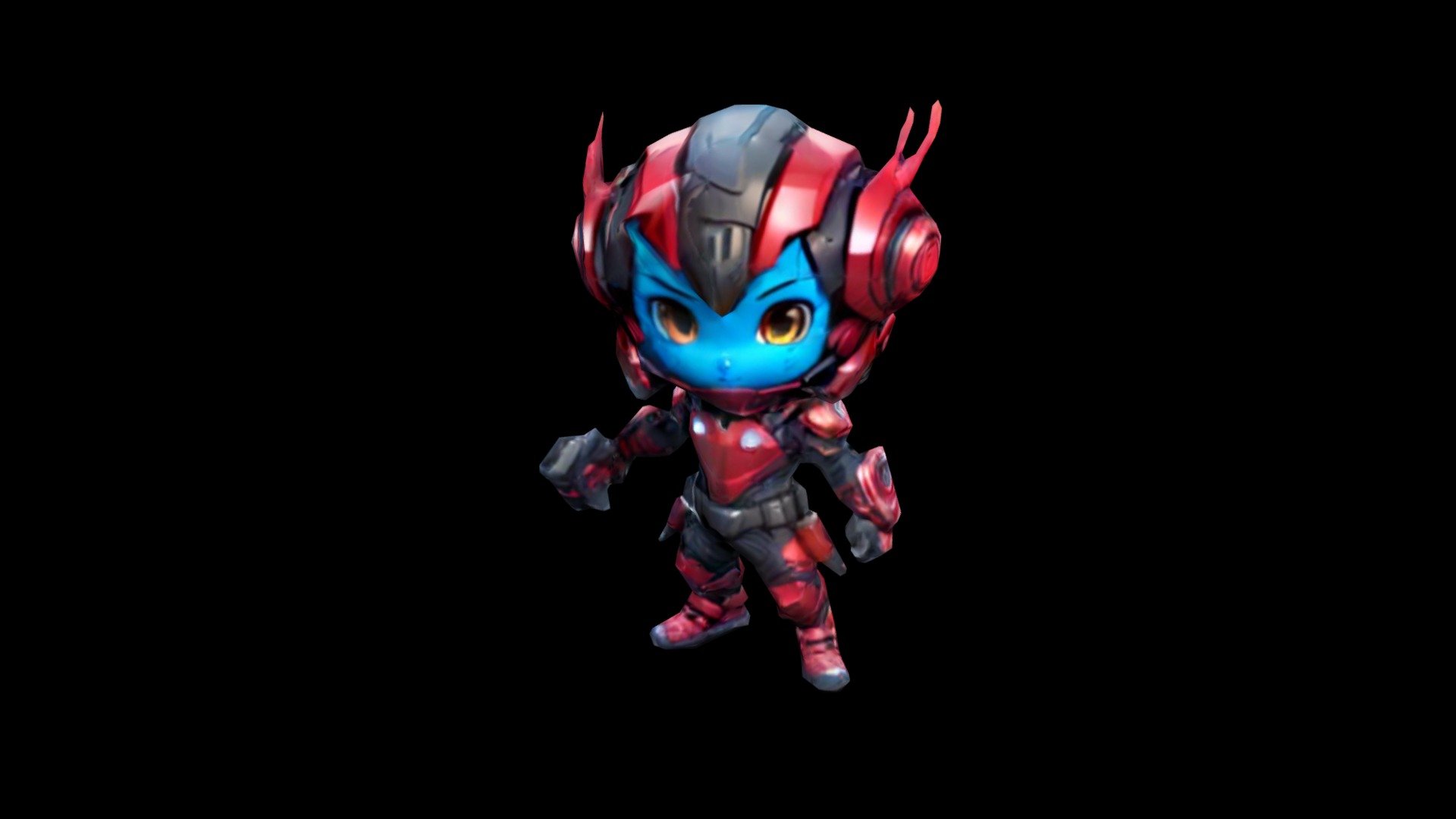 "Anime-like blue alien robot girl figure with a - Download Free 3D ...