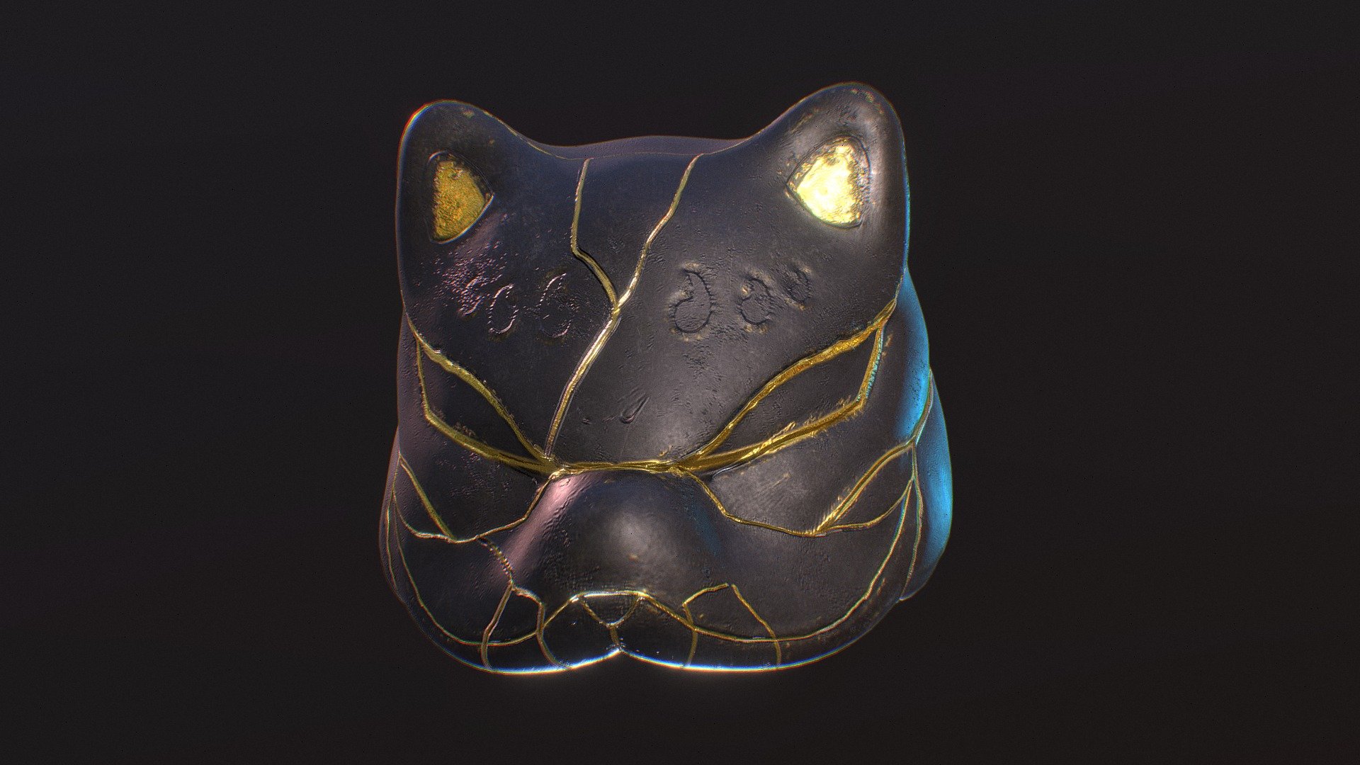 Kintsugi Mask Fox inspired by Japanese Folklore - Buy Royalty Free 3D ...