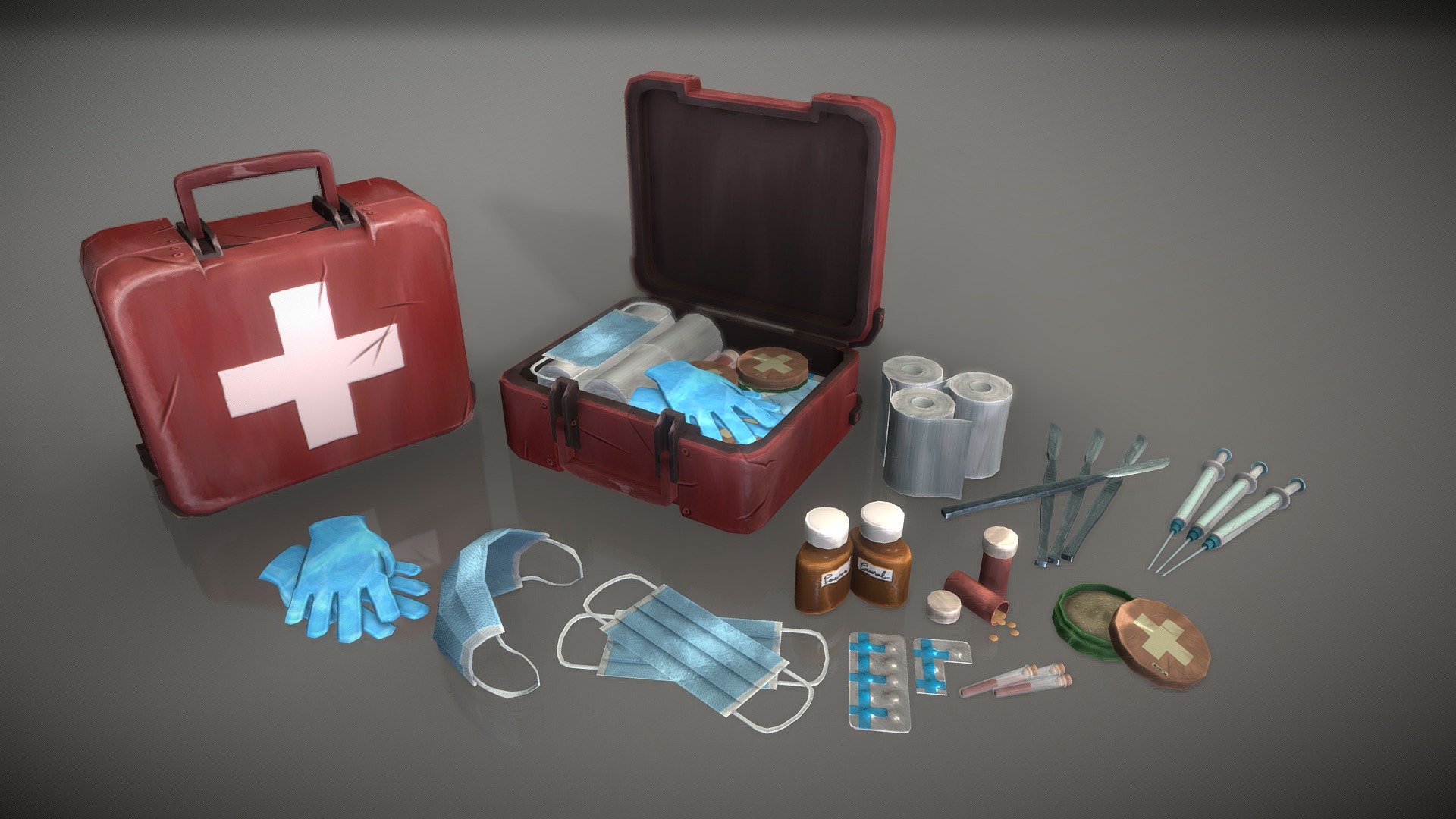 Medical Pack - 3D Low Poly for Game Assets - Buy Royalty Free 3D model ...