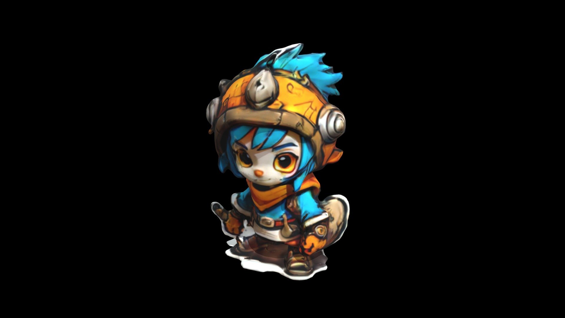 Anime-style illustration of a blue-haired, yello - Download Free 3D ...
