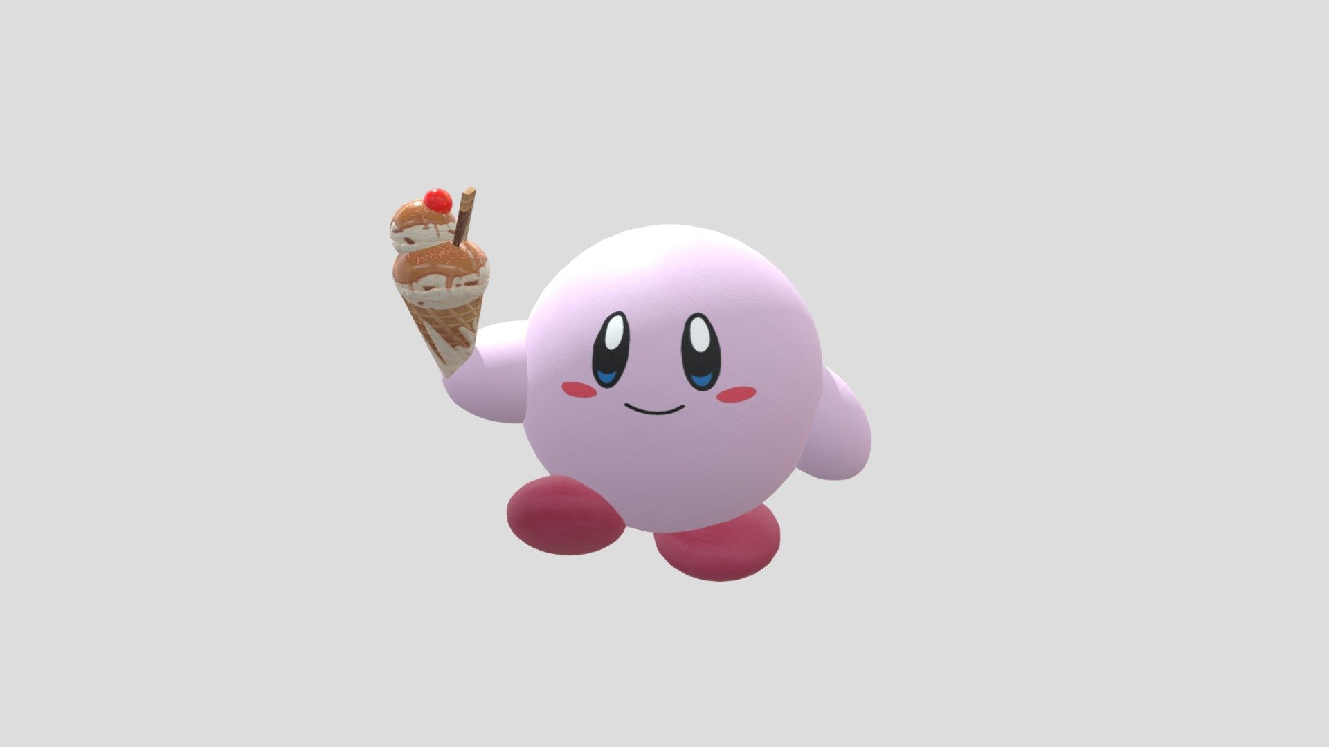 Kirby with ice cream - 3D model by velizhaninovadesigner [d864427 ...
