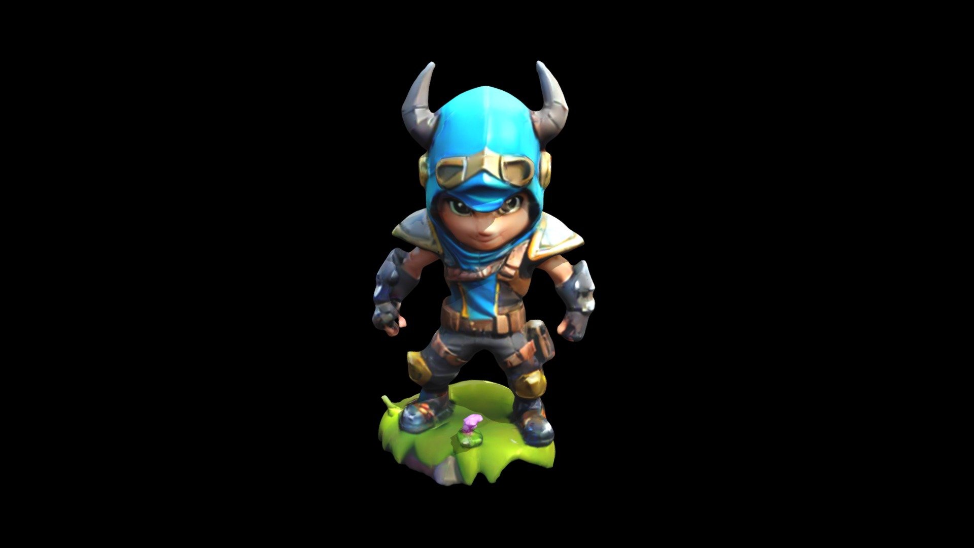 An armored cartoon character stands in front of - Download Free 3D ...