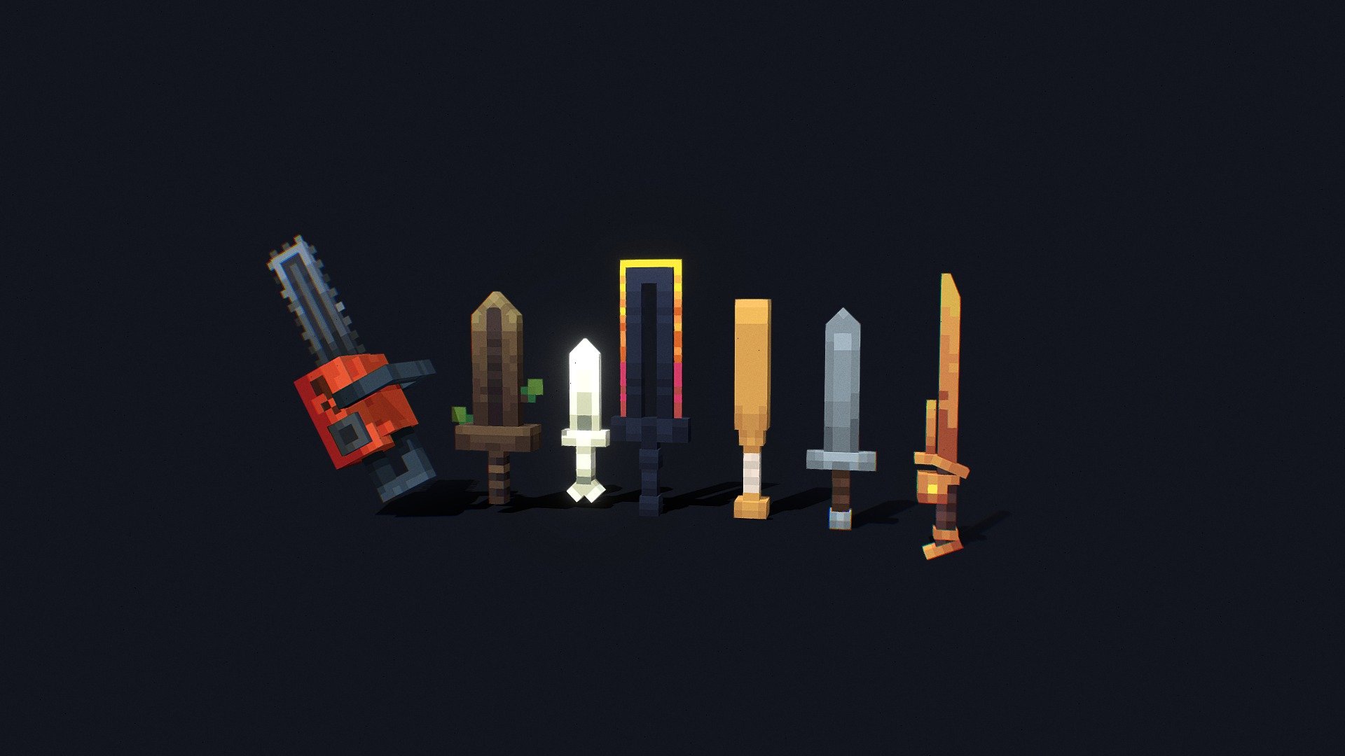 [MINECRAFT] various weapon pack - 3D model by ounzi [d86cdbd] - Sketchfab