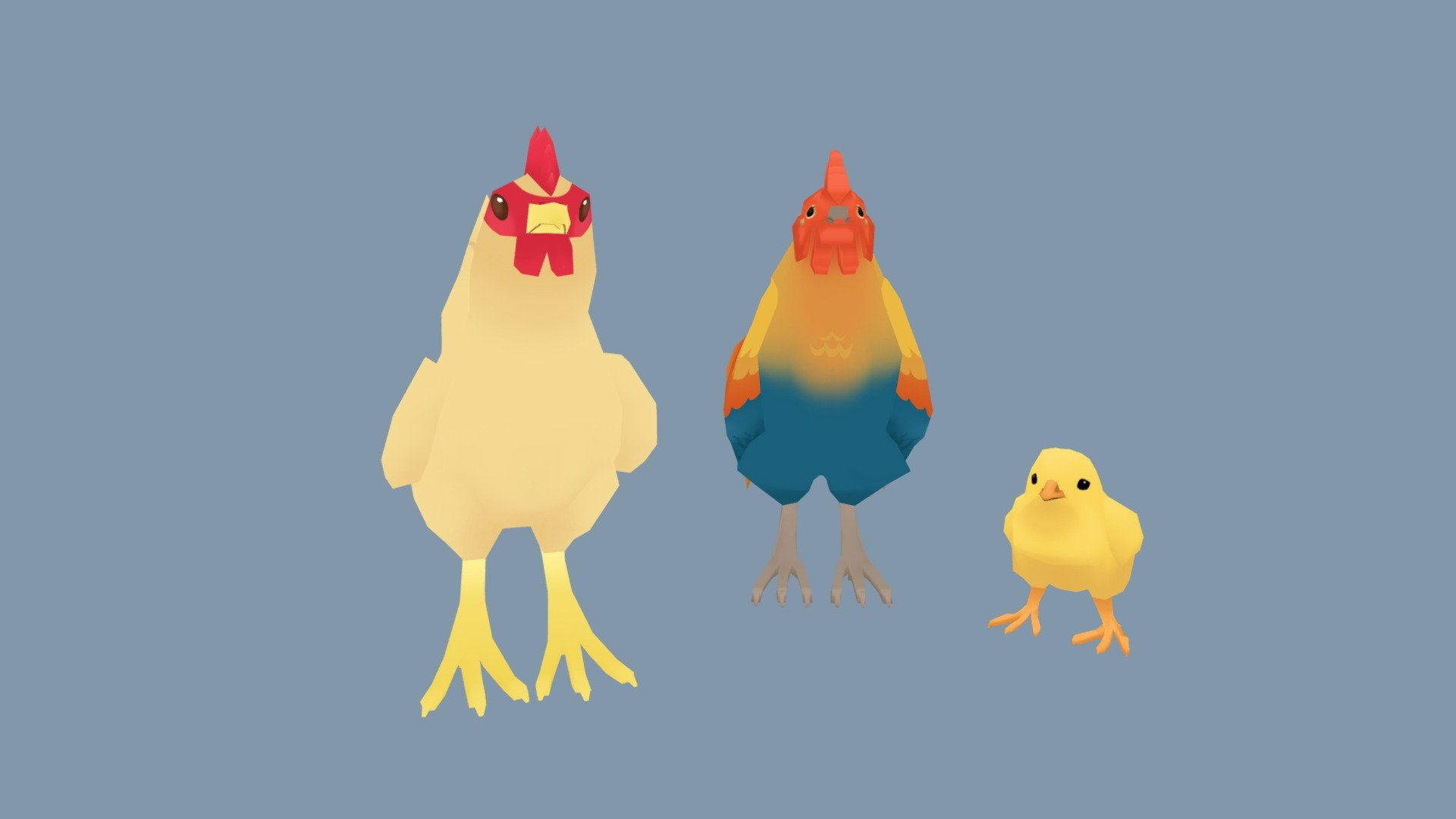 Low Poly Chicken Family - 3D model by milkyaway [d898df9] - Sketchfab