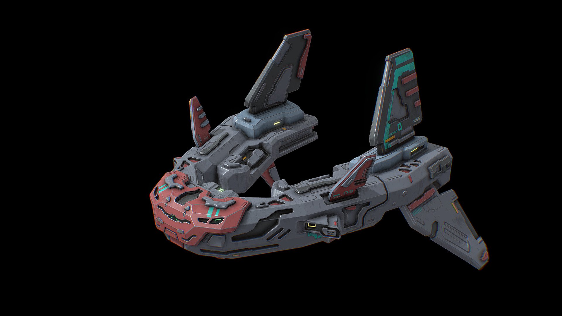 Sci fi V fighter spaceship - 3D model by Alexandr33D (@vympel) [d8aa379 ...