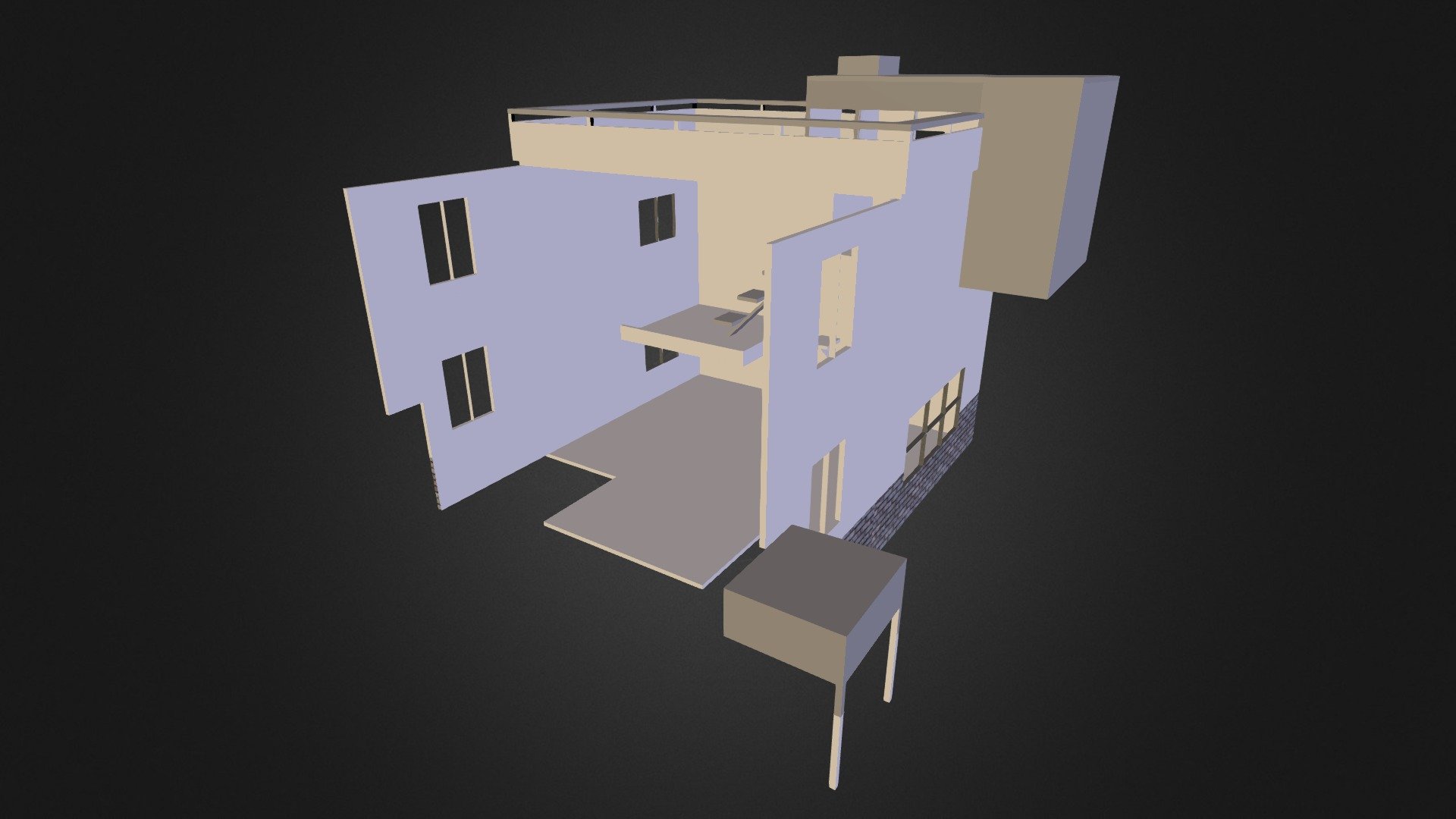 white gray house - 3D model by beme02 (@beme.jjjdeocariza) [d8ad9b7 ...