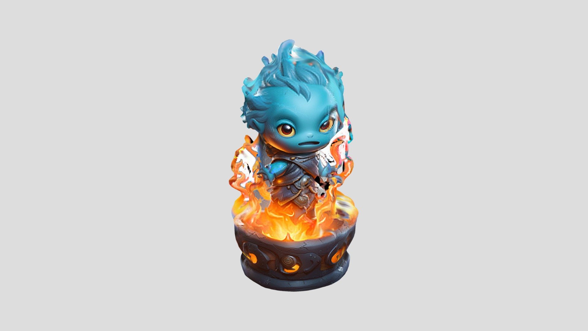 Cute little blue creature with a fireball in it - Download Free 3D ...