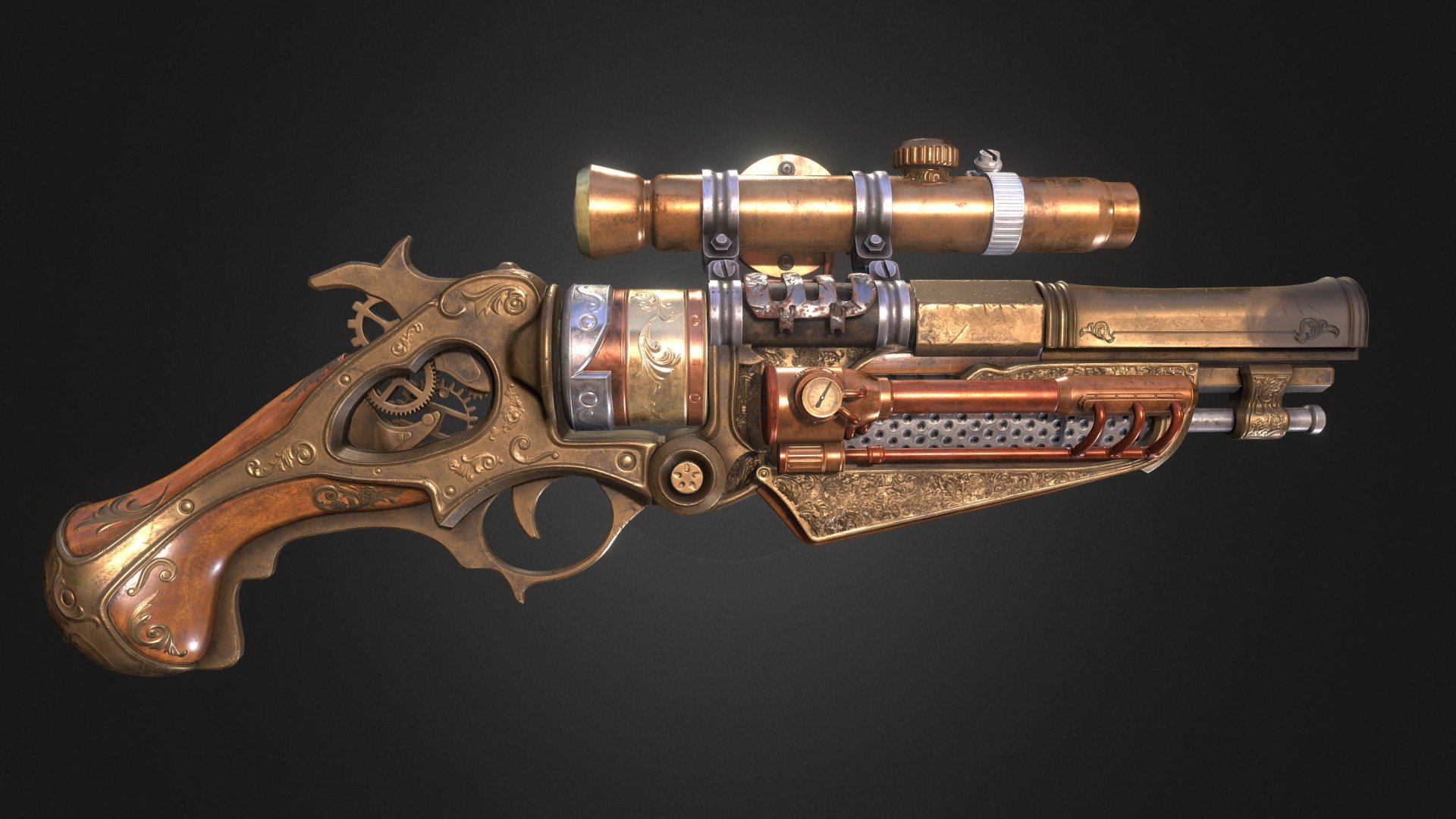 Steampunk Gun - 3D model by martinb (@martinbartist) [d8b3ec1] - Sketchfab