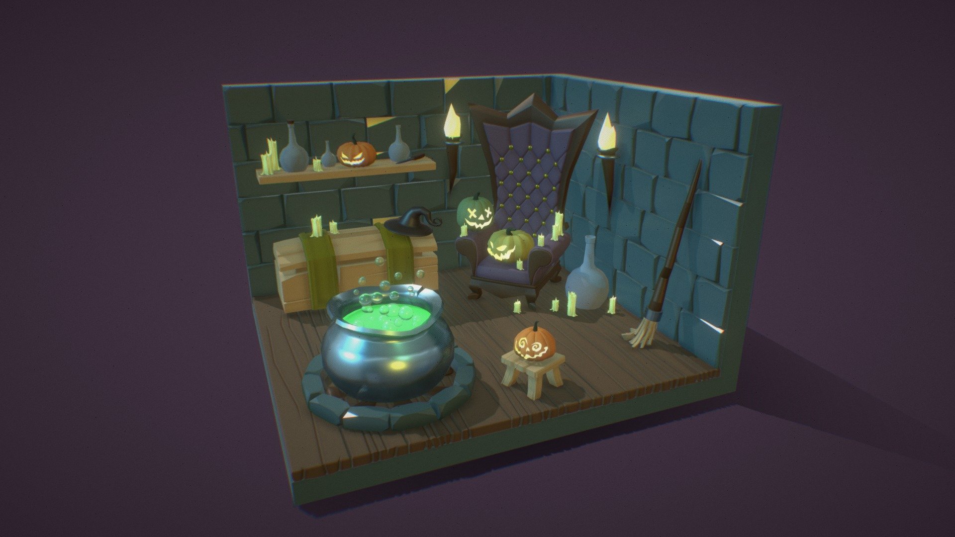 Diorama Whitch's room LowPoly - Download Free 3D model by littlehustler ...