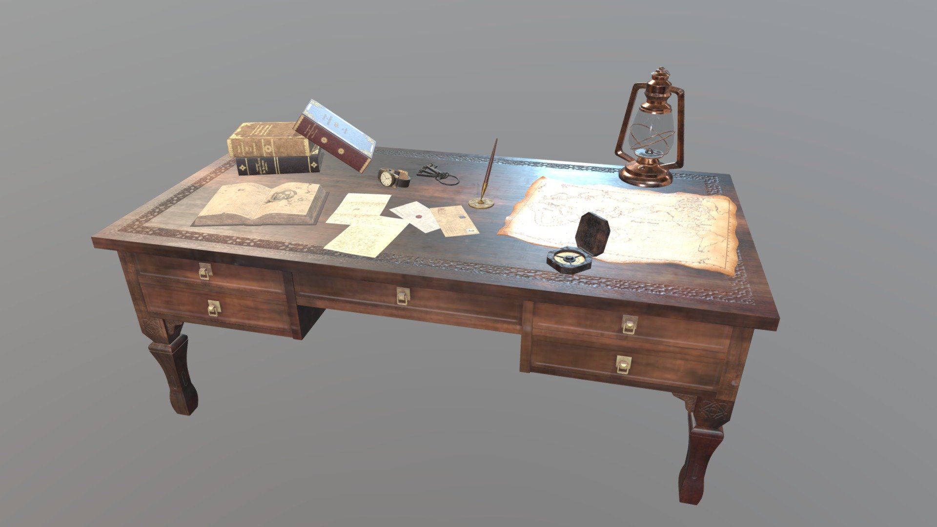 Antique Desk - Download Free 3D model by Chenchanchong [d8bcafd] - Sketchfab