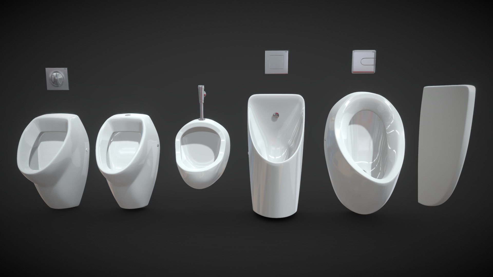 Urinals Cersanit set 74 - Buy Royalty Free 3D model by madMIX [d8e1b04] - Sketchfab Store