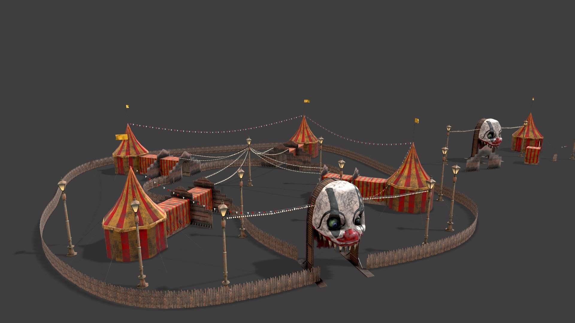 Scene from an outdoor horror circus - Buy Royalty Free 3D model by ...