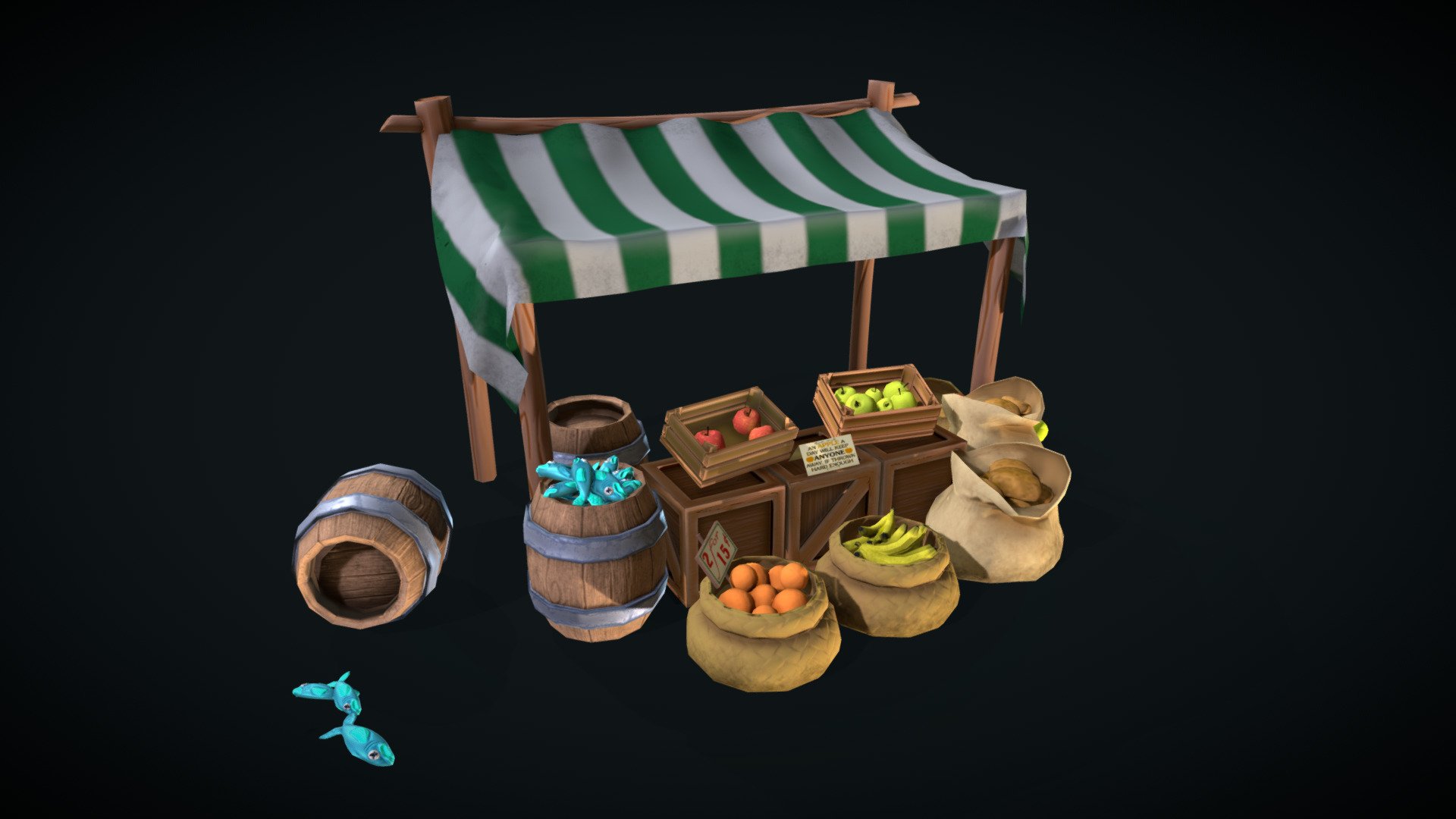 Market Low Poly - Game Ready - Buy Royalty Free 3D model by Niko_Twice ...