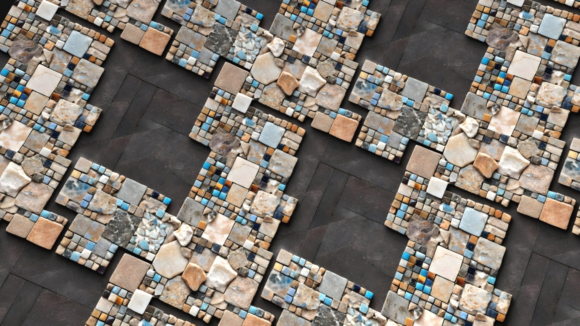 Modern stone mosaic and slate stone - Download Free 3D model by Tijerín ...