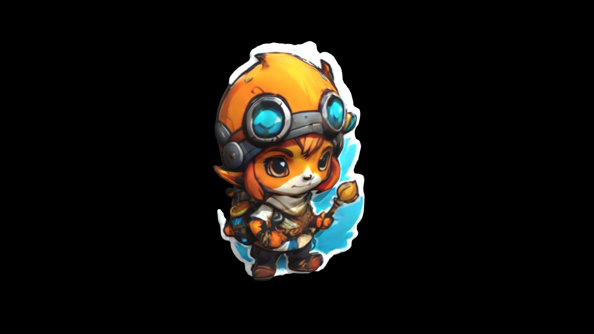 a cartoon drawing of a fox wearing goggles an - Download Free 3D model ...