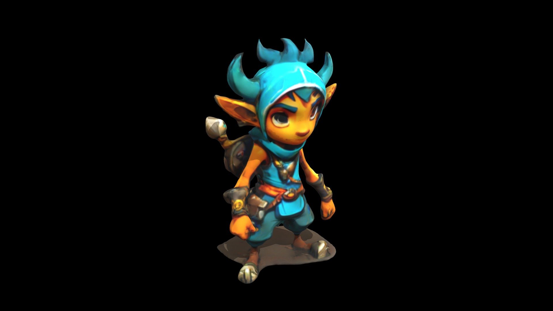 Anime-style character of an orange-skinned imp w - Download Free 3D ...
