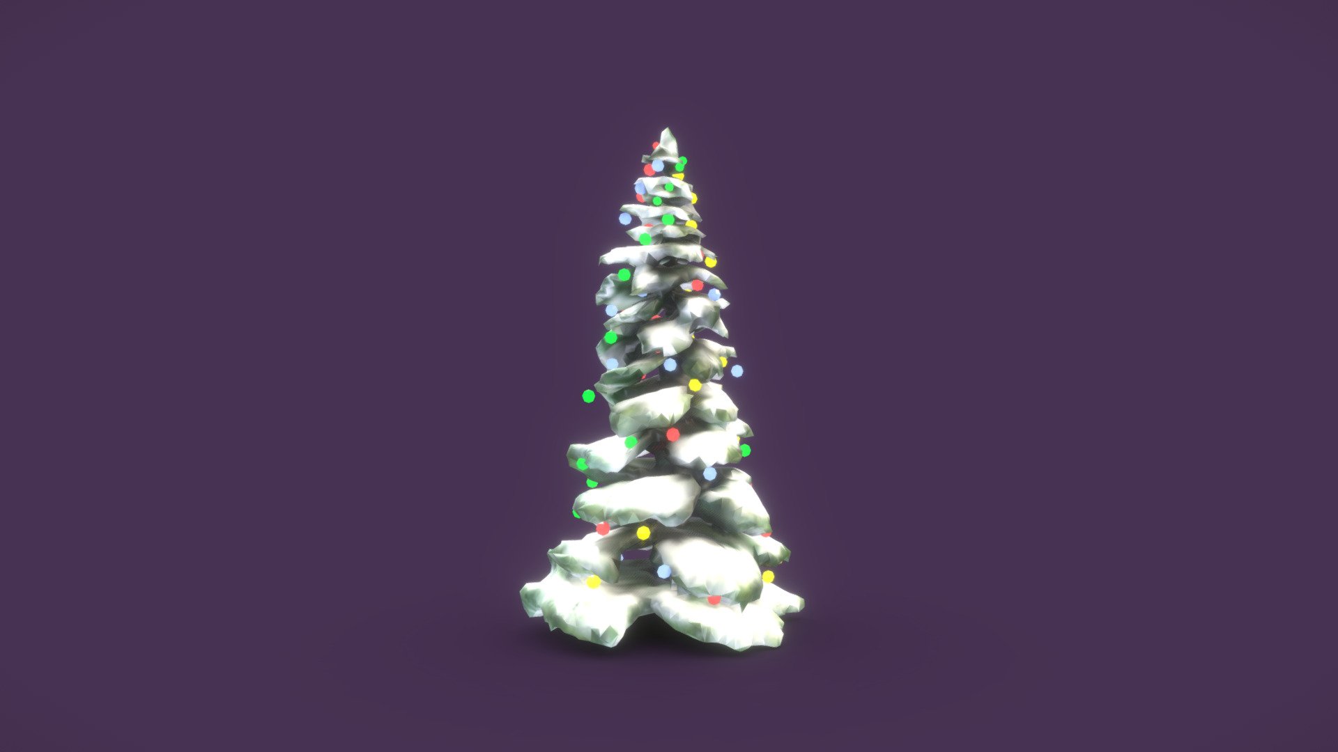 Low Poly Snowy Pine Tree With Lights - Buy Royalty Free 3D model by ...